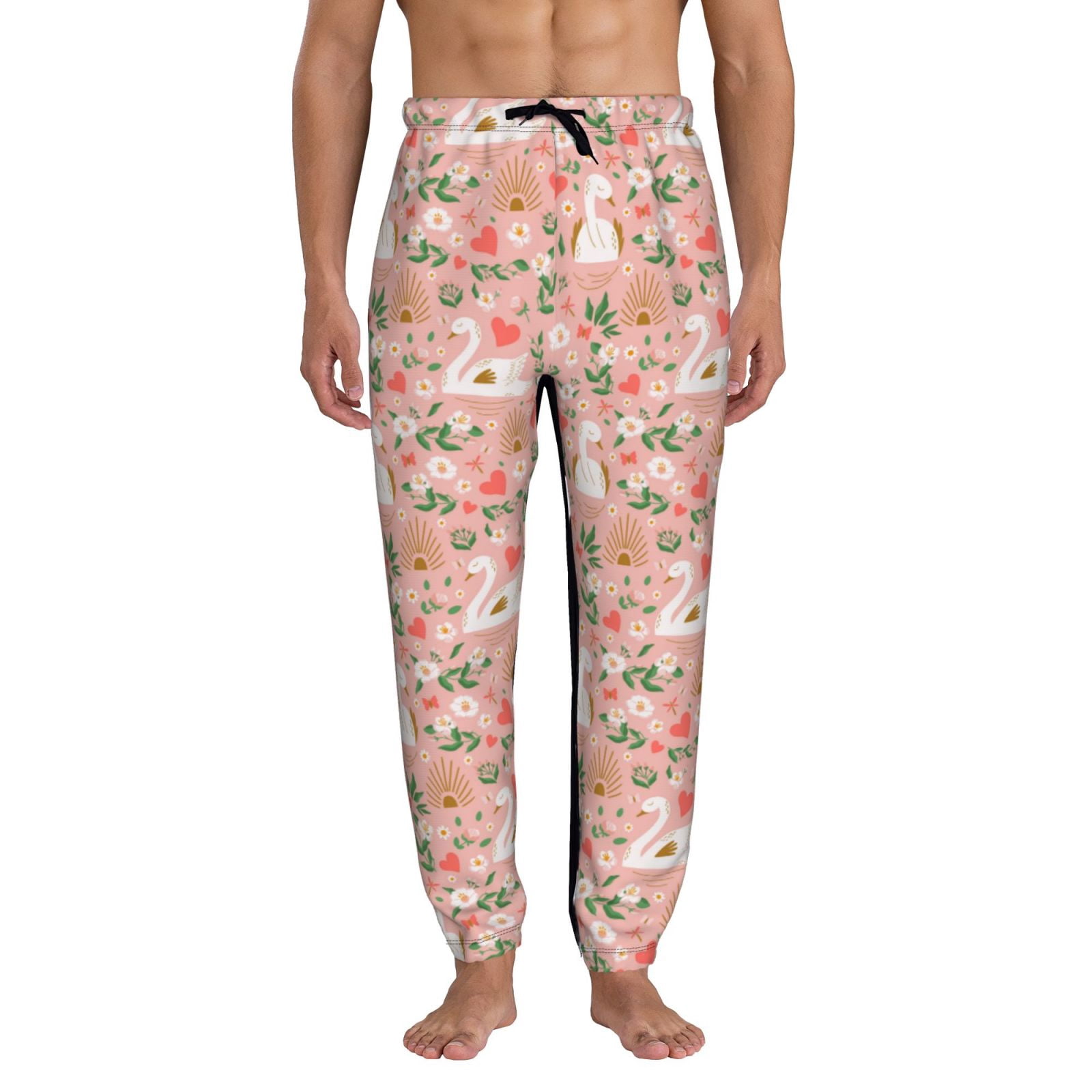 Kdxio Swan And Flowers3 Pattern Joggers,Sweatpants for Men with Pockets ...
