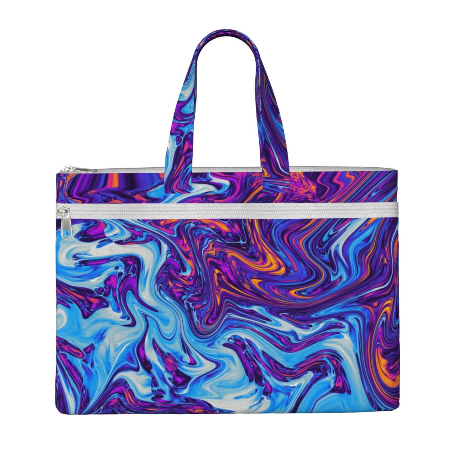 Kdxio Swirl Print Blue Purple File Tote Document Bag Business Briefcase ...