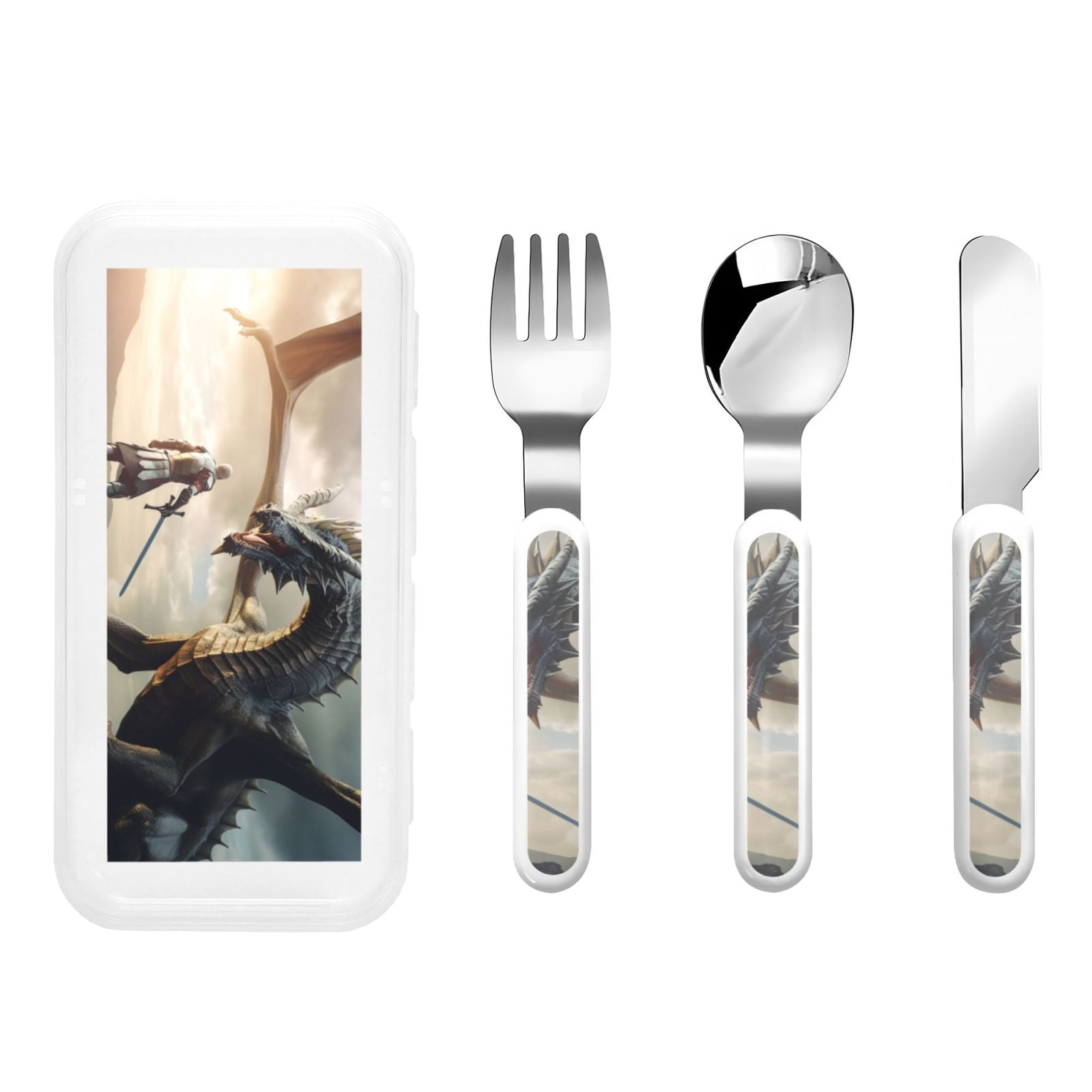 Kdxio Swordsman Cool Dragon Toddler Utensils Set - Kids Silverware Set ...