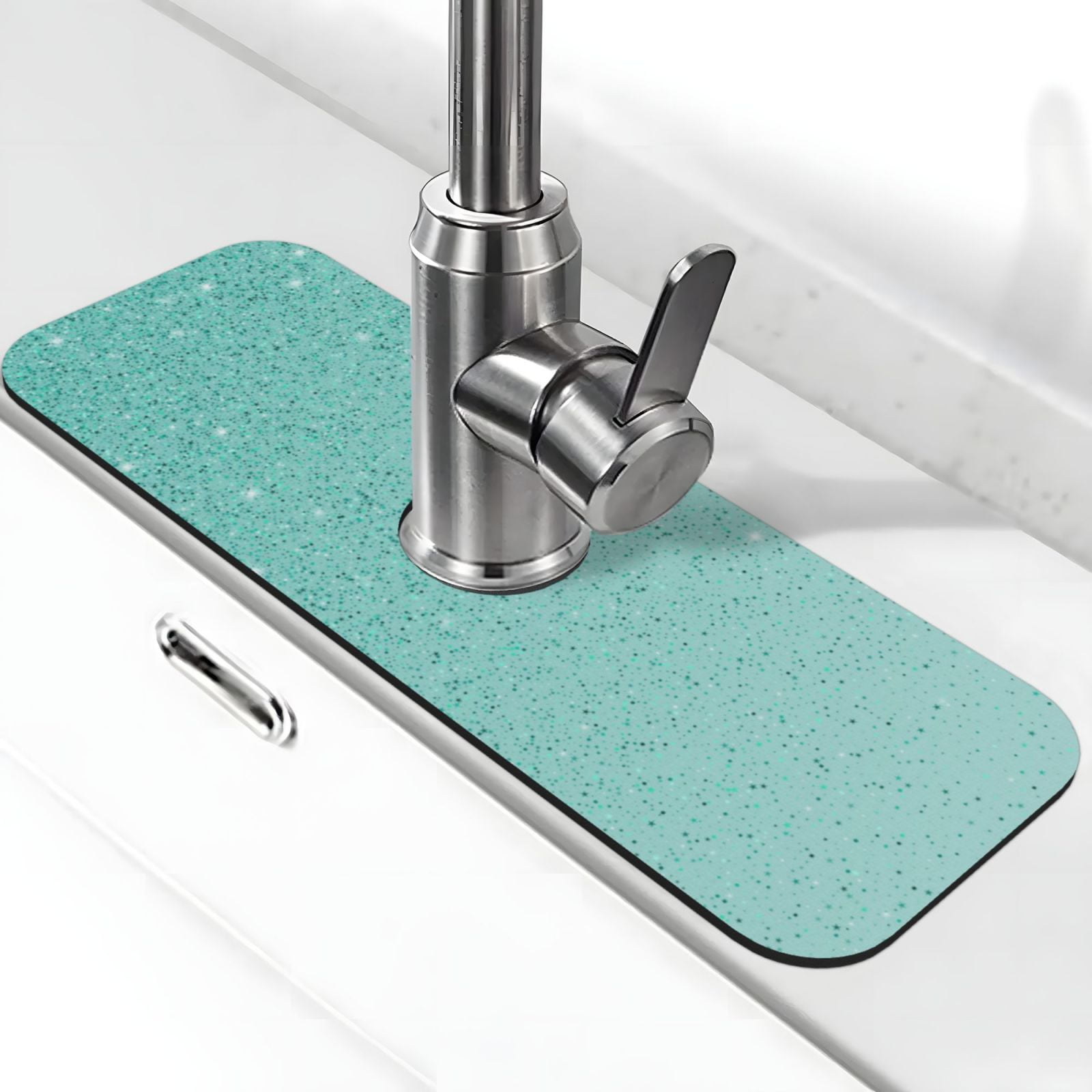 Kdxio Teal Turquoise Glitter Pattern Non-Slip Diatom Mud Faucet Drain ...