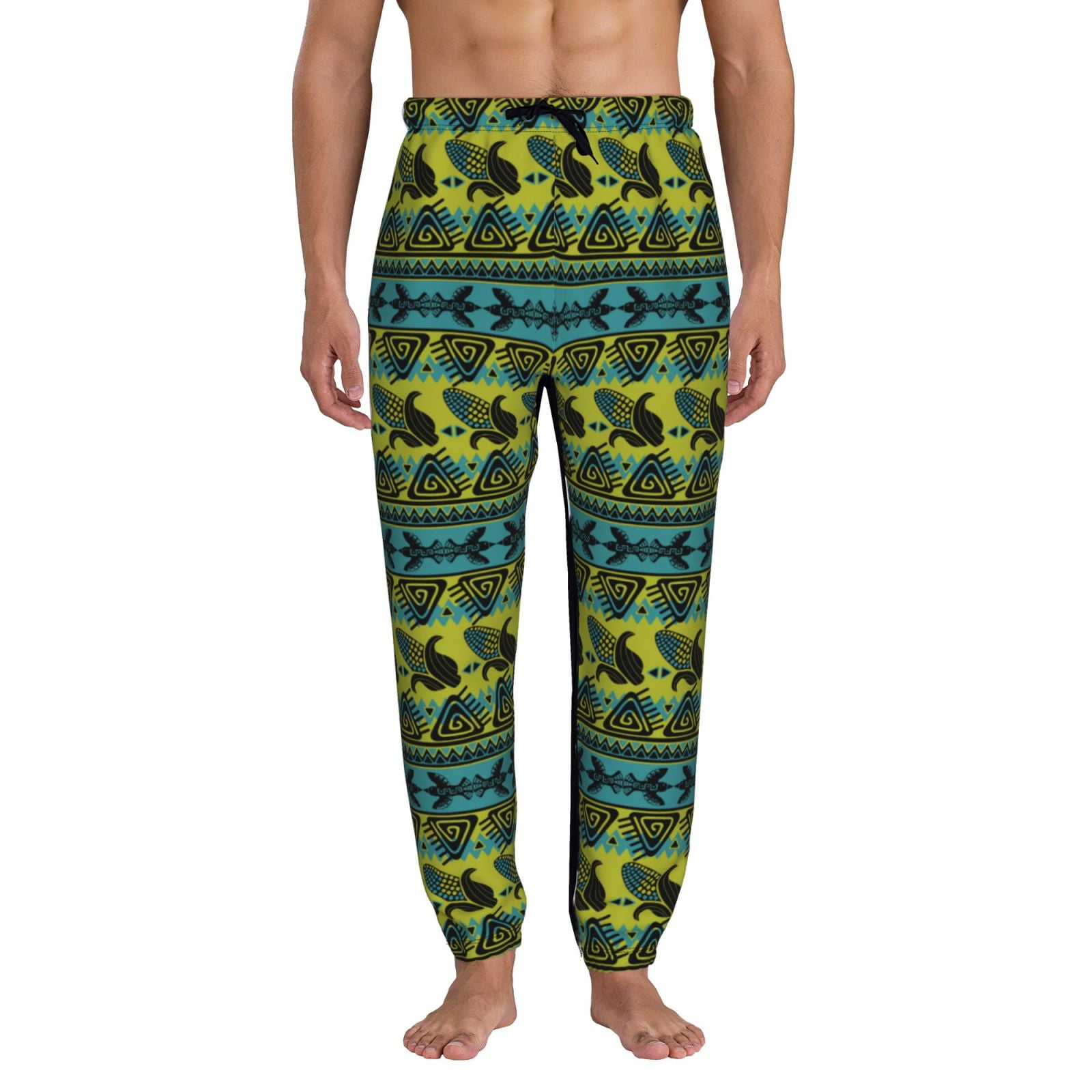Kdxio Teal Vintage Corn Pattern Pattern Joggers,Sweatpants for Men with ...