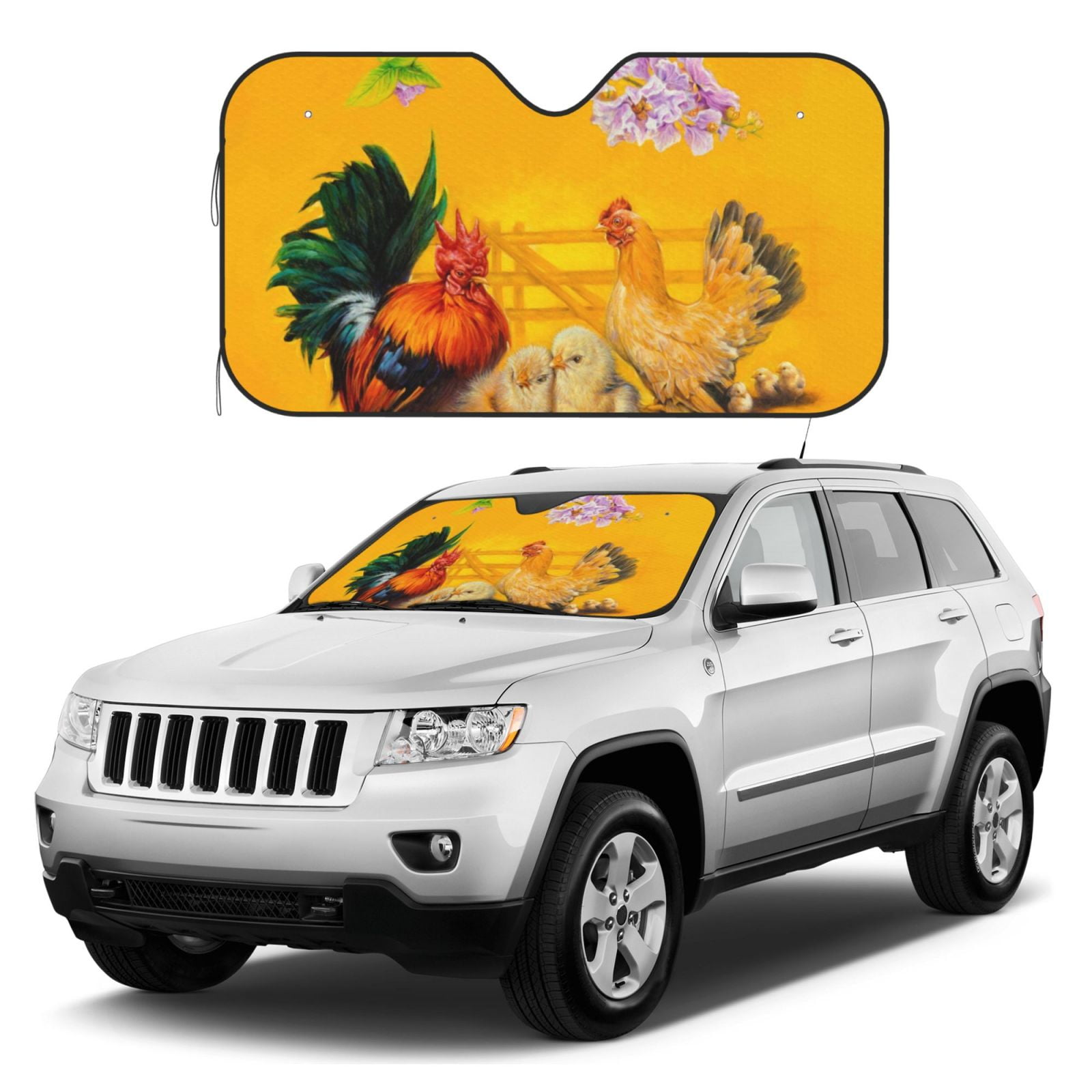 Kdxio The Chicken Family Rooster Hen And Chicks Print Windshield Sun ...