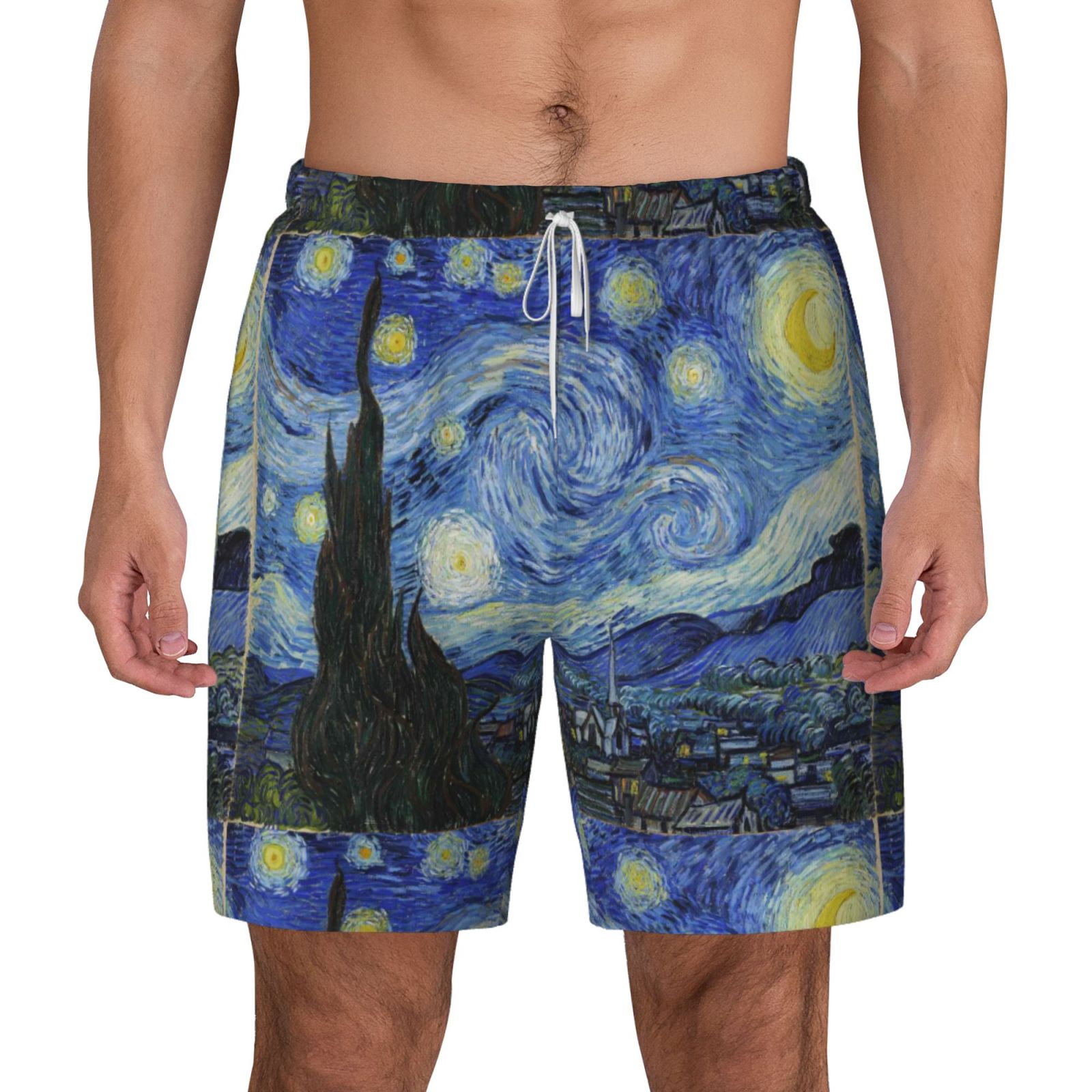 Kdxio The Starry Night Print Men'S Swim Trunks With Compression Liner 7 ...