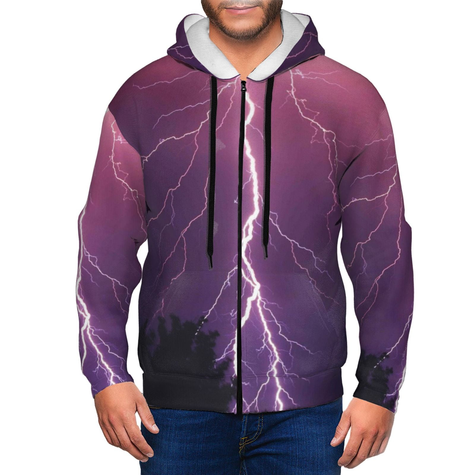Kdxio Thunderstorm Violet Purple Print Men Hoodies Casual Hoodies for ...