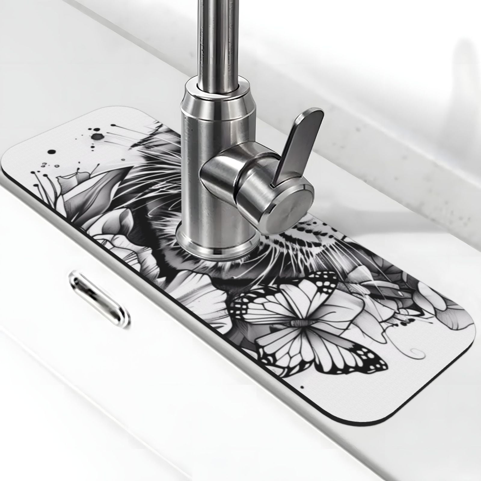Kdxio Tiger Butterfly Floral Art Pattern Non-Slip Diatom Mud Faucet ...