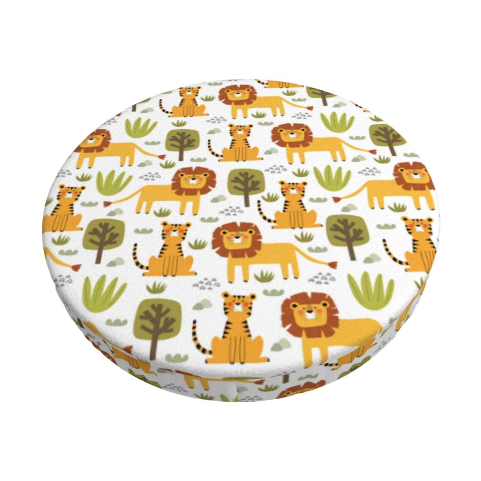 Kdxio Tiger Lion Print Stool Covers Round,Stretch Round Bar Stool ...
