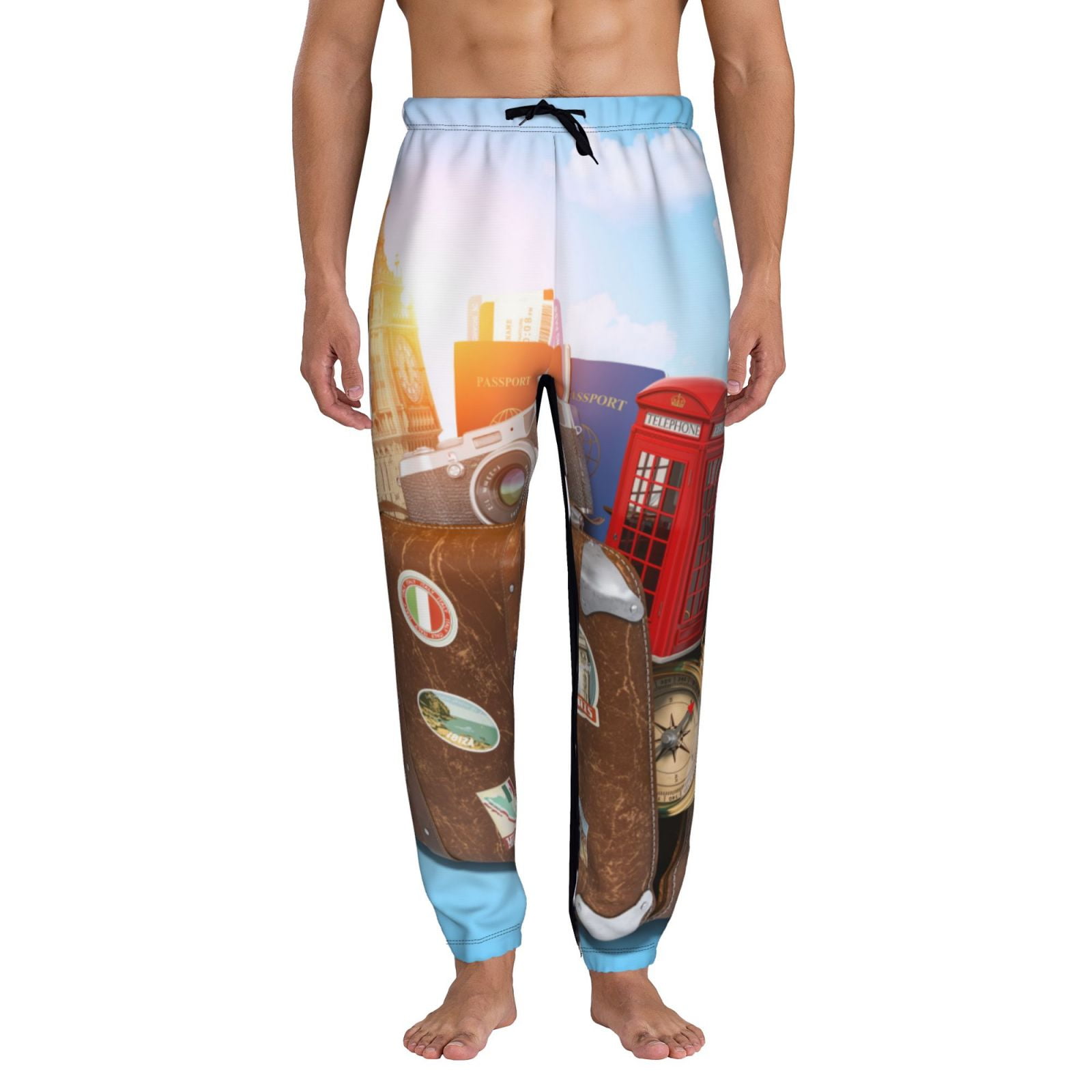 Kdxio Trip to London Pattern Joggers,Sweatpants for Men with Pockets ...