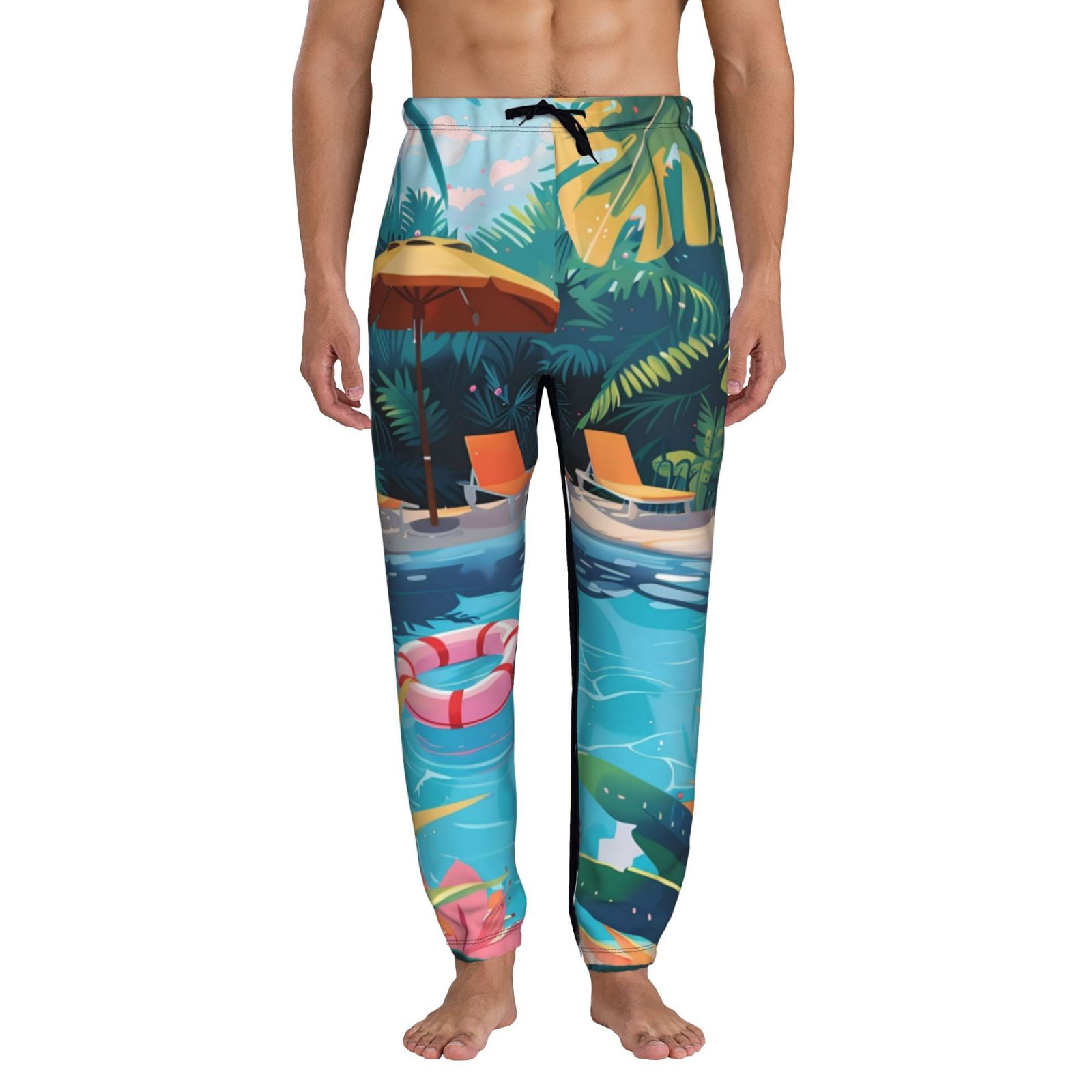 Kdxio Tropical Poolside Relaxation Pattern Joggers,Sweatpants for Men ...