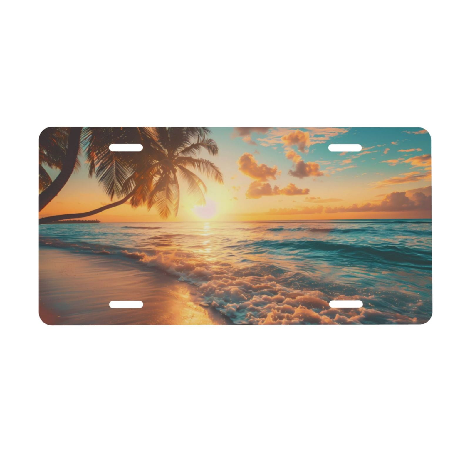 Kdxio Tropical Sunset Beach Scene License Plate Car Front License Plate ...