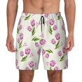 Kdxio Tulips Flowers Print Men's Swim Trunks with Compression Liner 7 ...