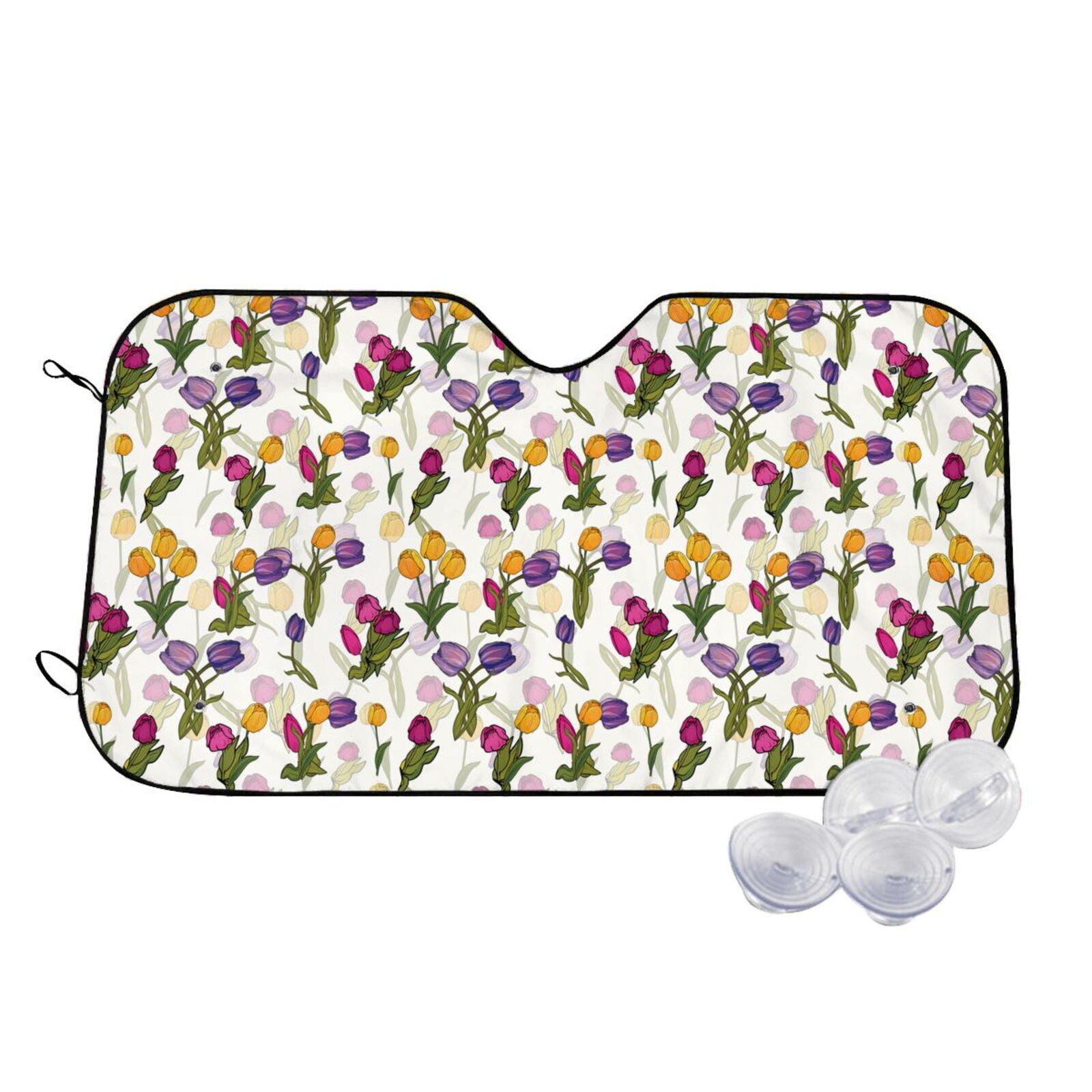 Kdxio Tulips Flowers Print Windshield Sun Shade,UV Rays and Sun Heat ...