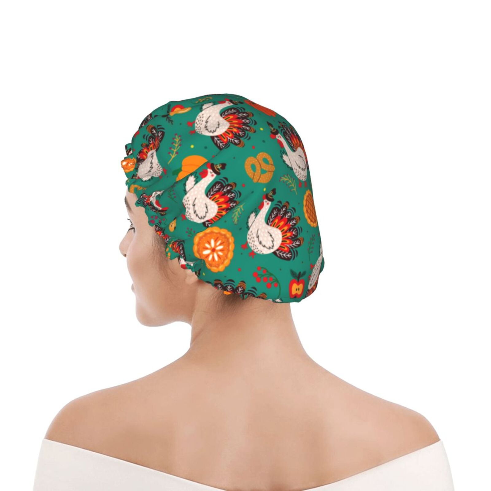 Kdxio Turkey And Thanksgiving1 Print Shower Cap for Women,Elastic and ...