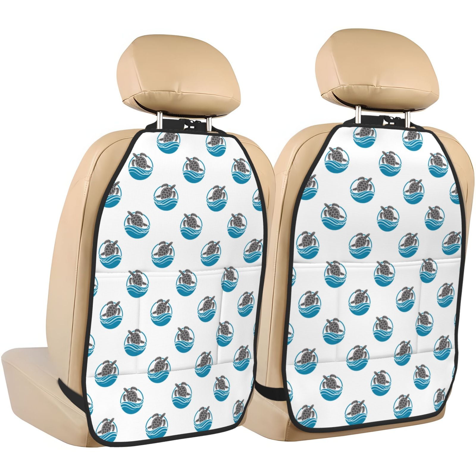 Kdxio Turtle Print 2 Pack Car Kick Mat Seat Cover Back Protector Mat ...