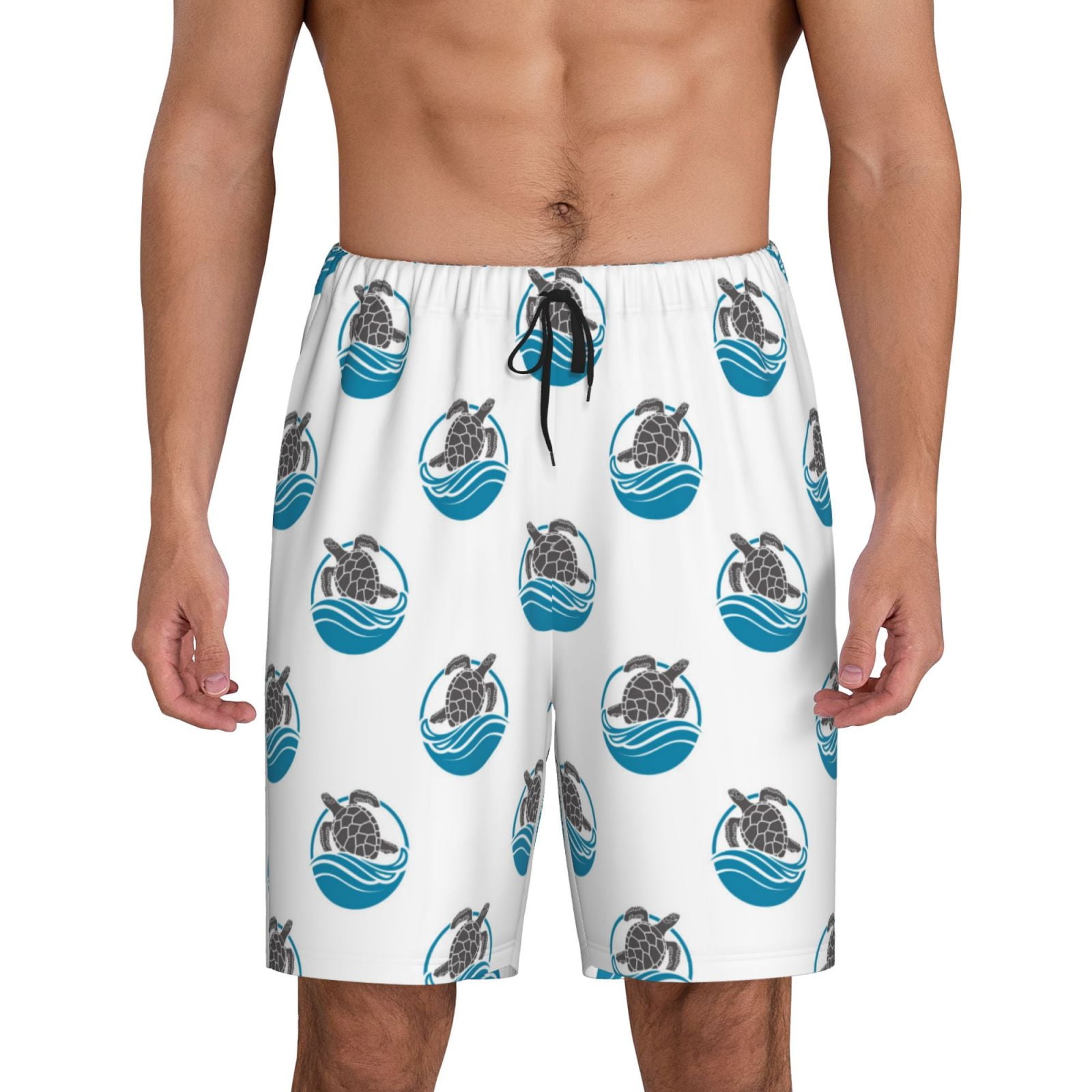 Kdxio Turtle Print Mens Sleep Shorts Bottoms Soft Comfy Pajama Wear ...