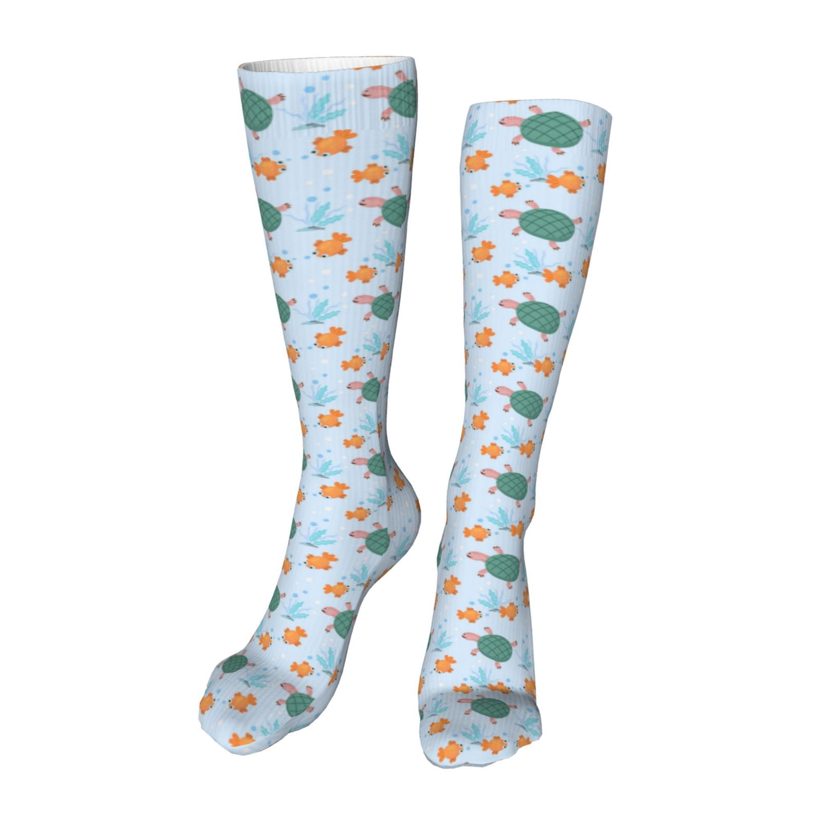 Kdxio Turtles And Goldfish Funny Silky Novelty Funky Long Knee High ...