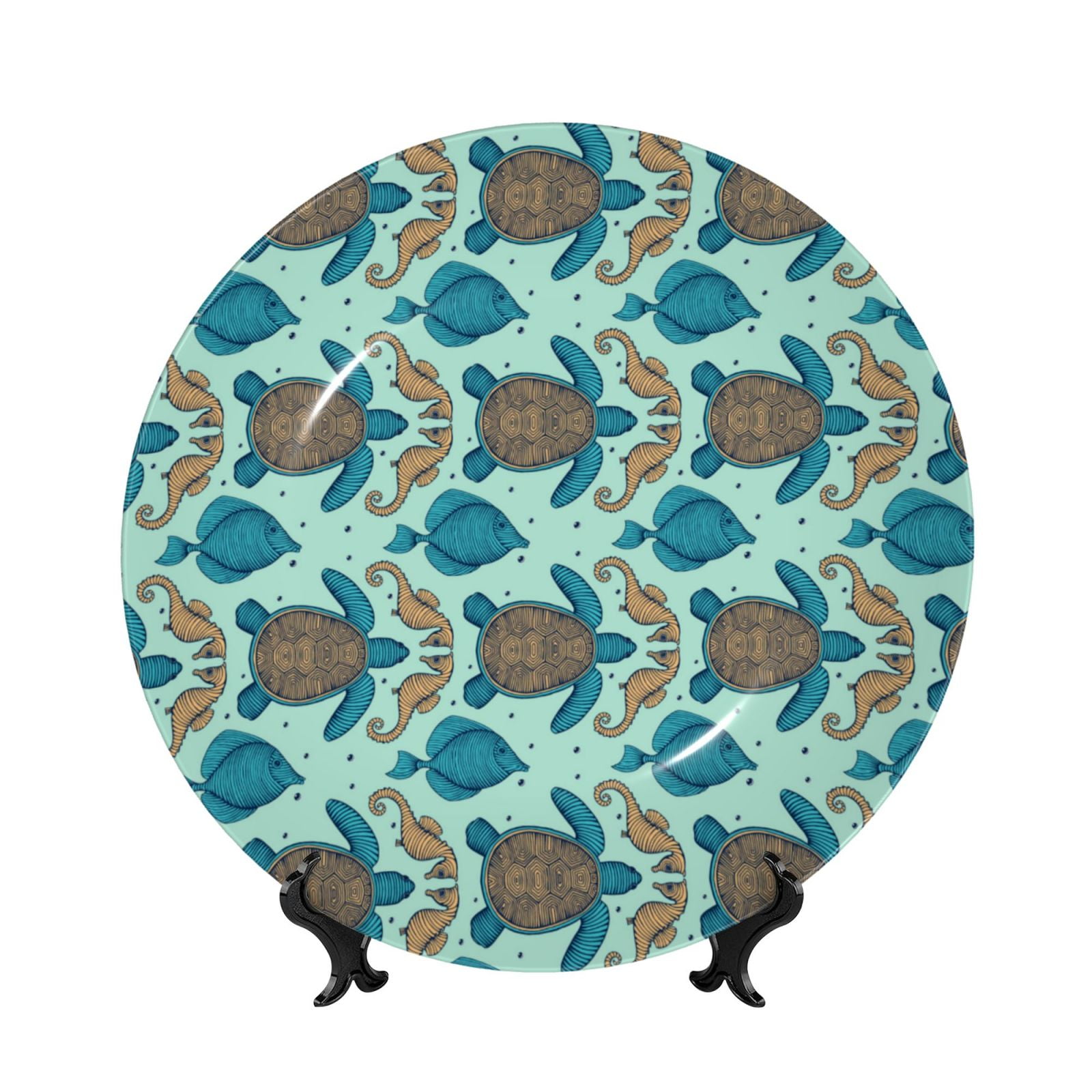 Kdxio Turtles And Seahorses Bone China Decorative Plate Ceramic ...