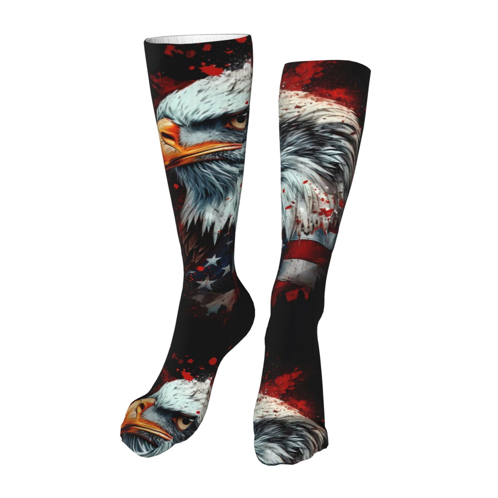 Kdxio USA Bald Eagle Funny Silky Novelty Funky Long Knee High Socks ...