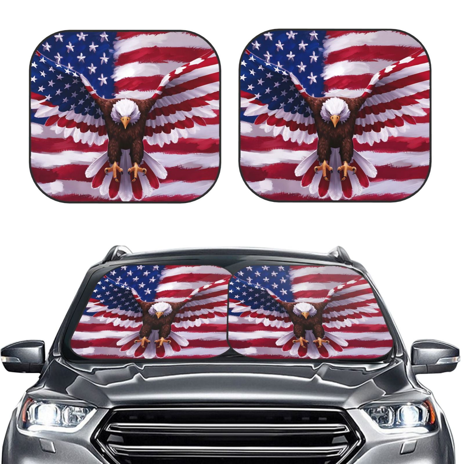 Kdxio USA Eagle with Spread Wings Print 2-Piece Sun Shade Front ...