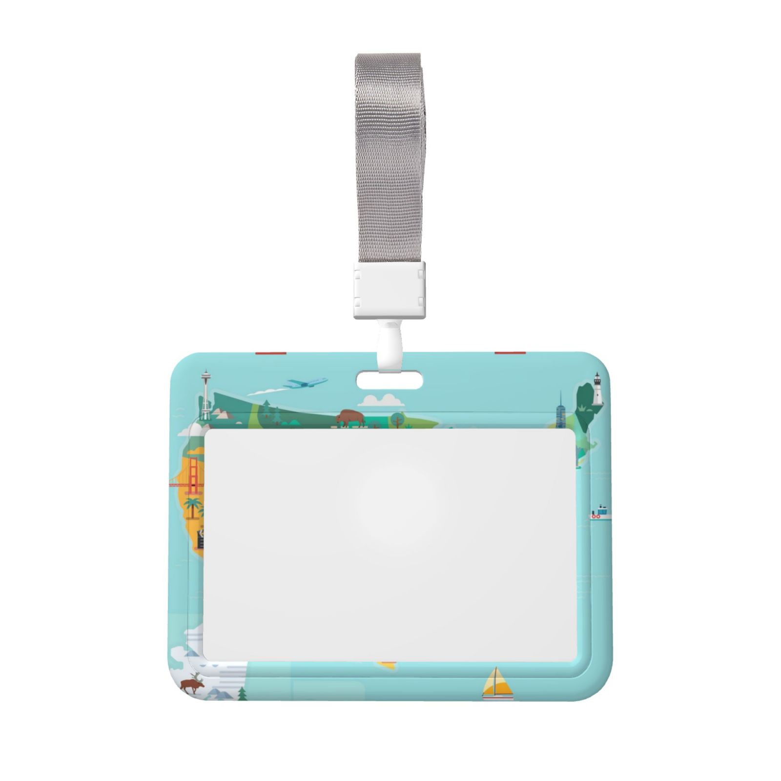Kdxio USA Tourist Map Card Badge Holder Work Badge Sleeve for Office ...