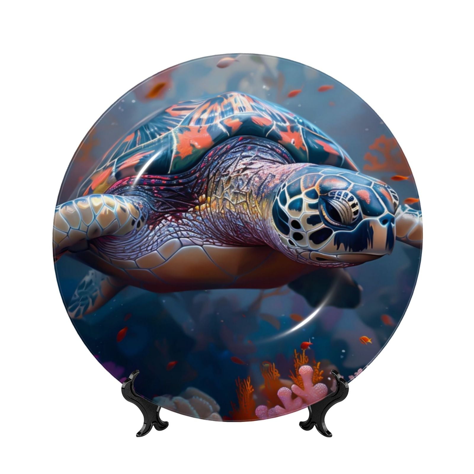 Kdxio Underwater Lazy Turtle Bone China Decorative Plate Ceramic ...