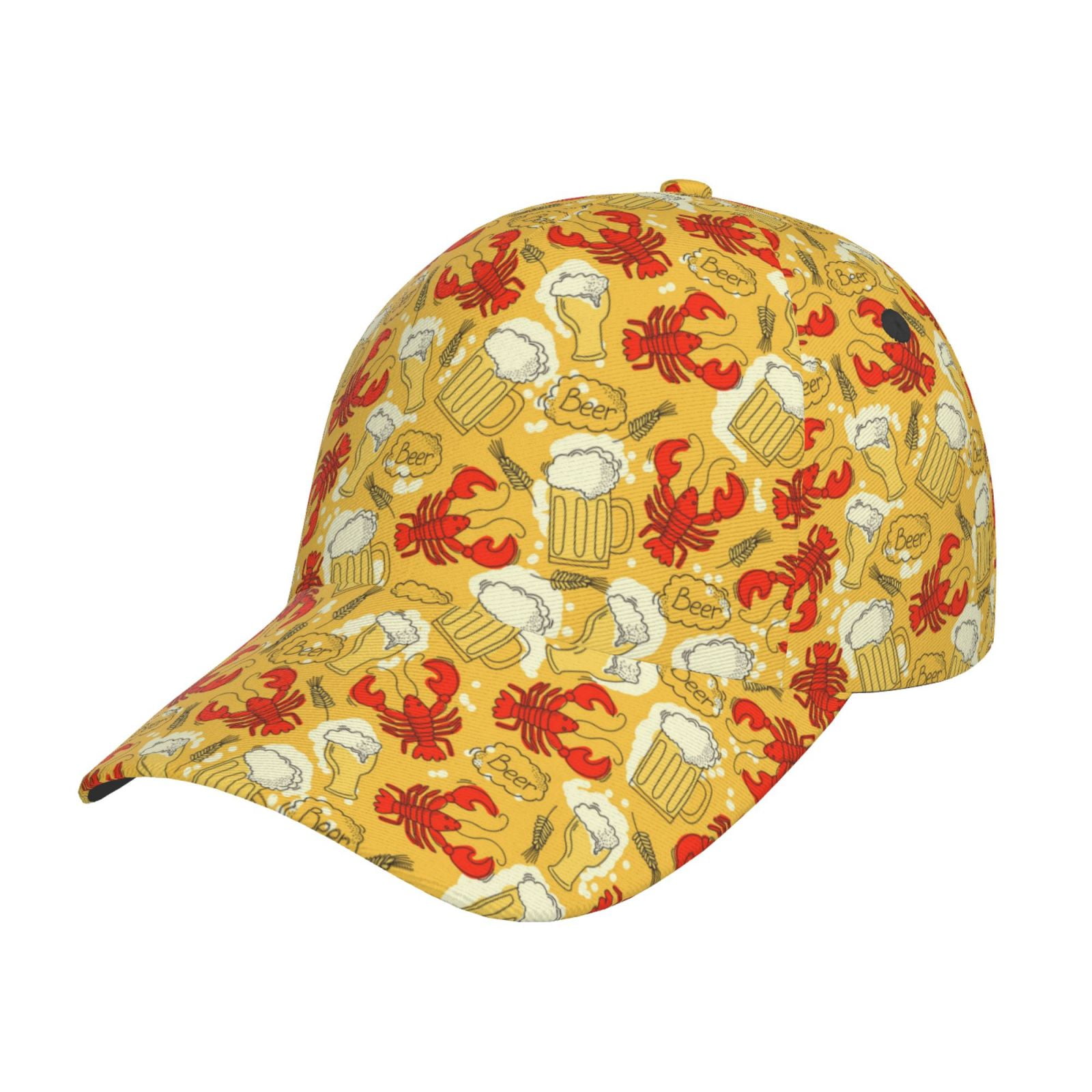 Kdxio Unisex Beer And Crawfish Pattern Baseball Cap Unisex Washed ...
