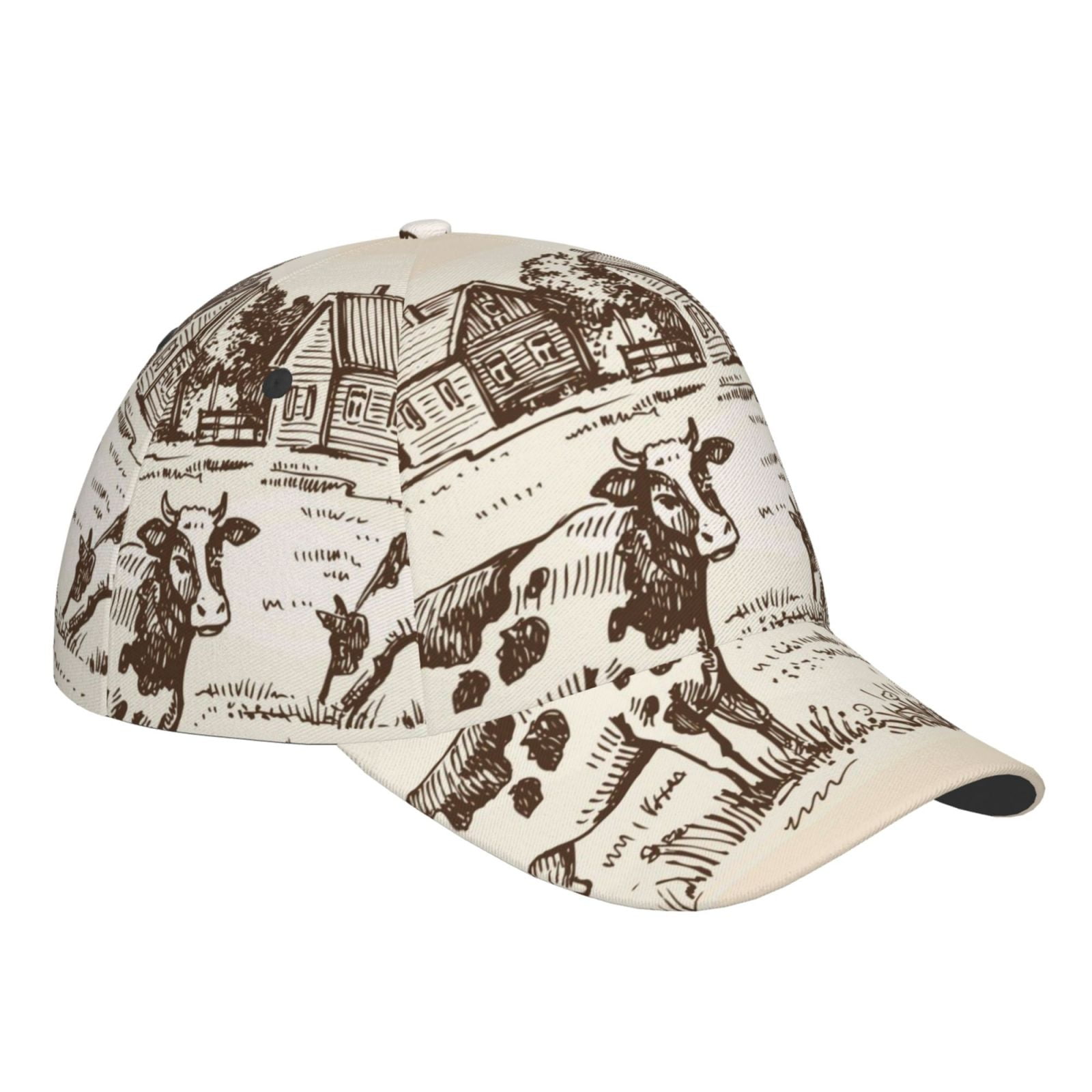 Kdxio Unisex Cows On The Farm Pattern Baseball Cap Unisex Washed ...
