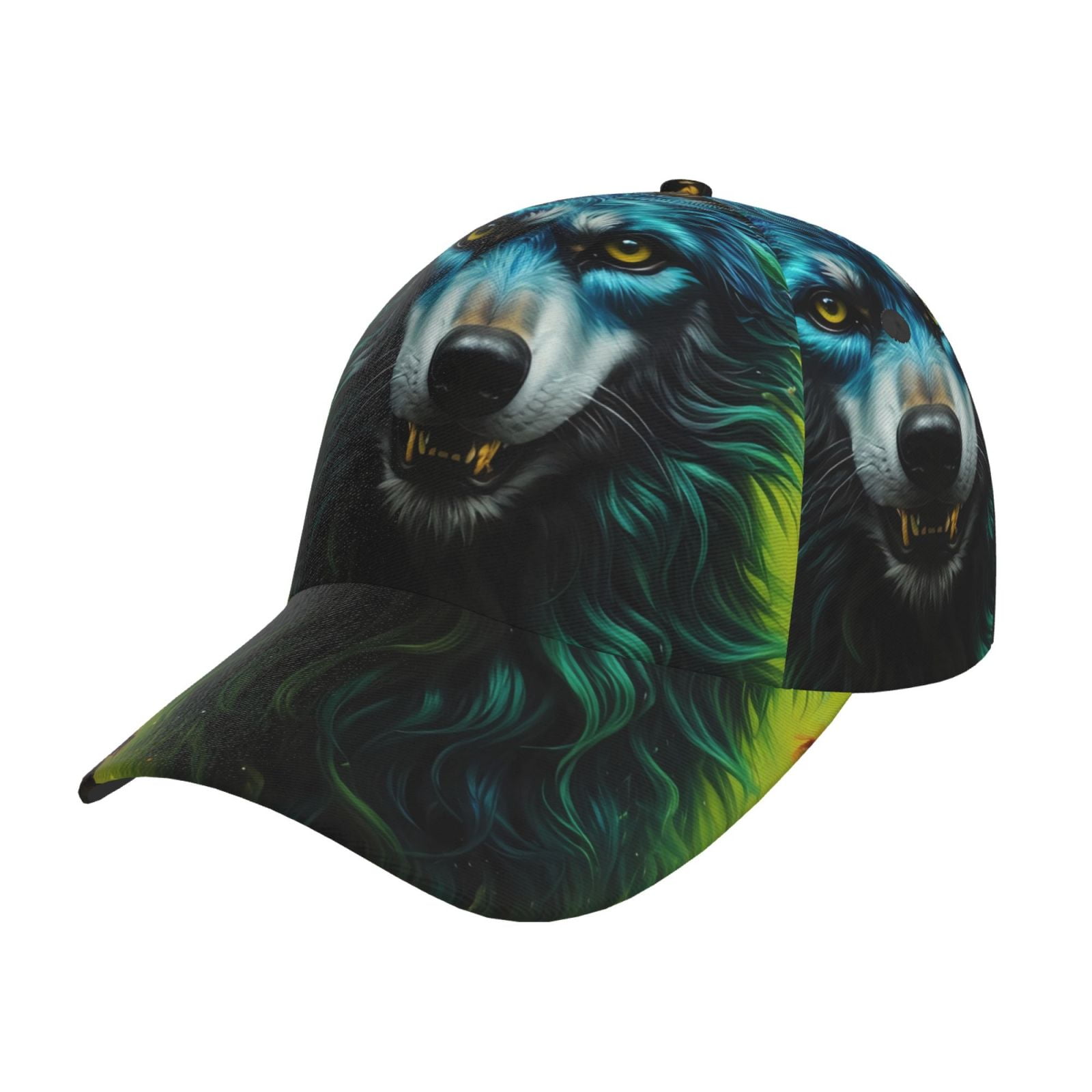Kdxio Unisex Fluorescent Wolf Pattern Baseball Cap Unisex Washed ...
