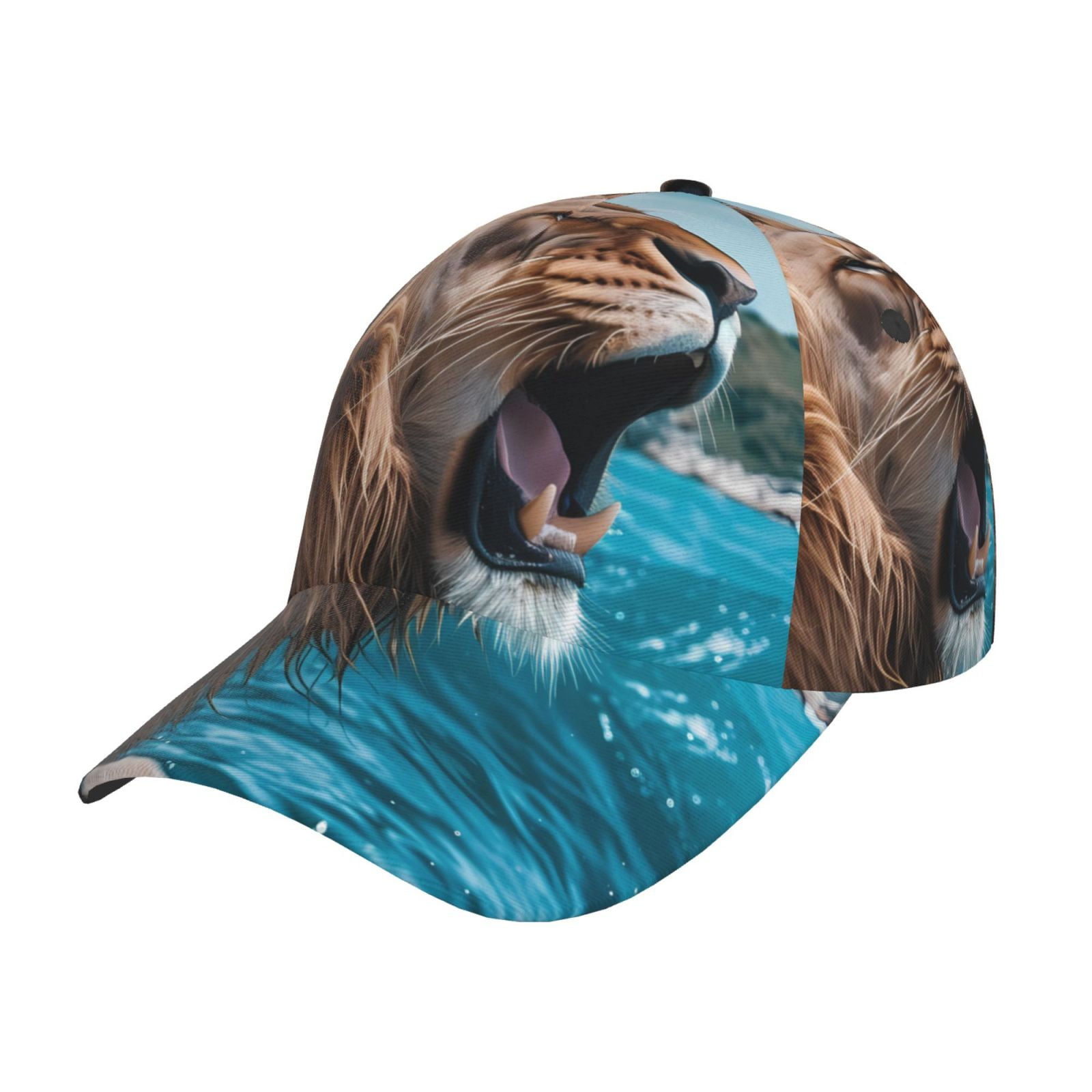 Kdxio Unisex Ice Blue Coastal Lion Pattern Baseball Cap Unisex Washed ...