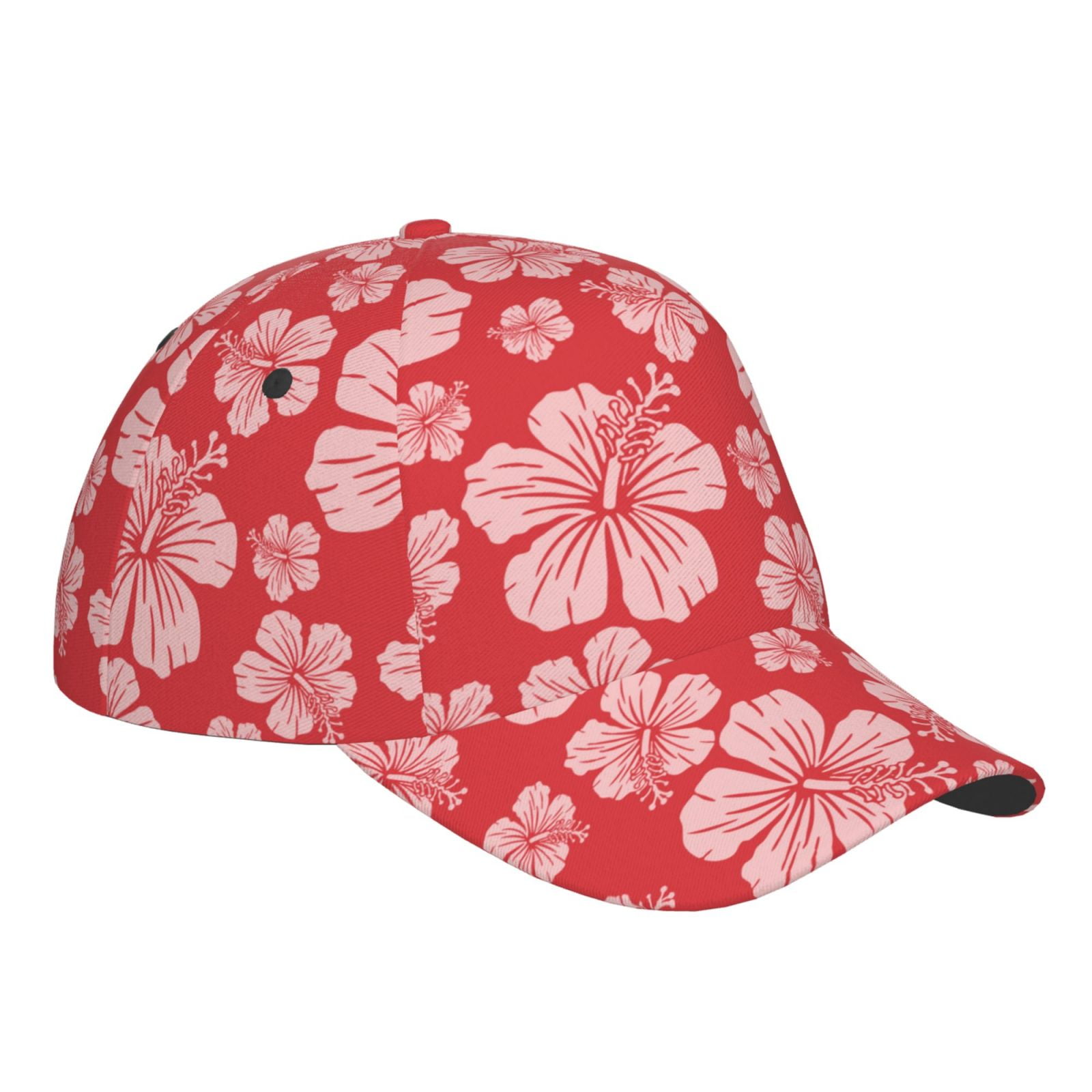Kdxio Unisex Red Hibiscus Flower Pattern Baseball Cap Unisex Washed ...
