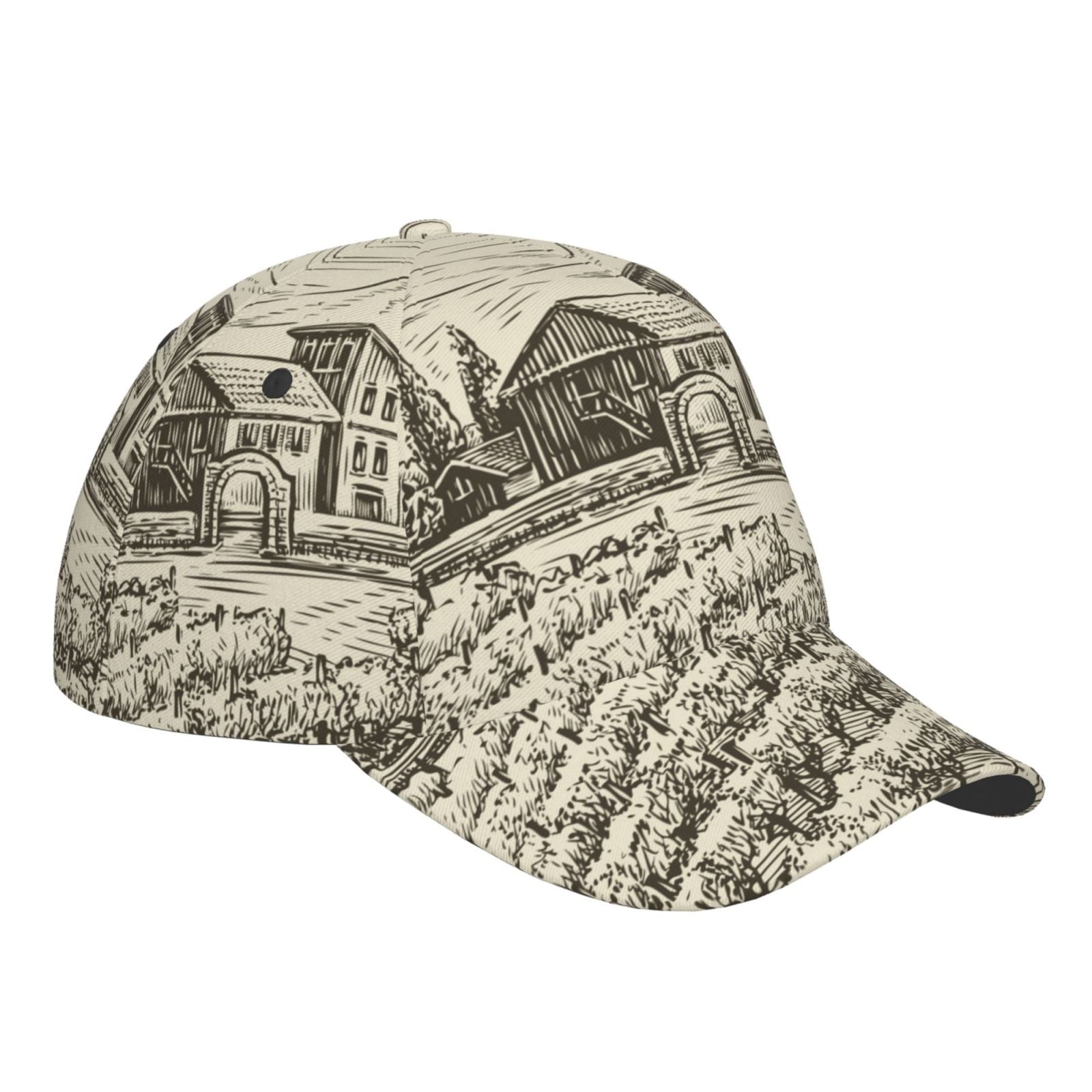 Kdxio Unisex Vineyard Landscape Pattern Baseball Cap Unisex Washed ...