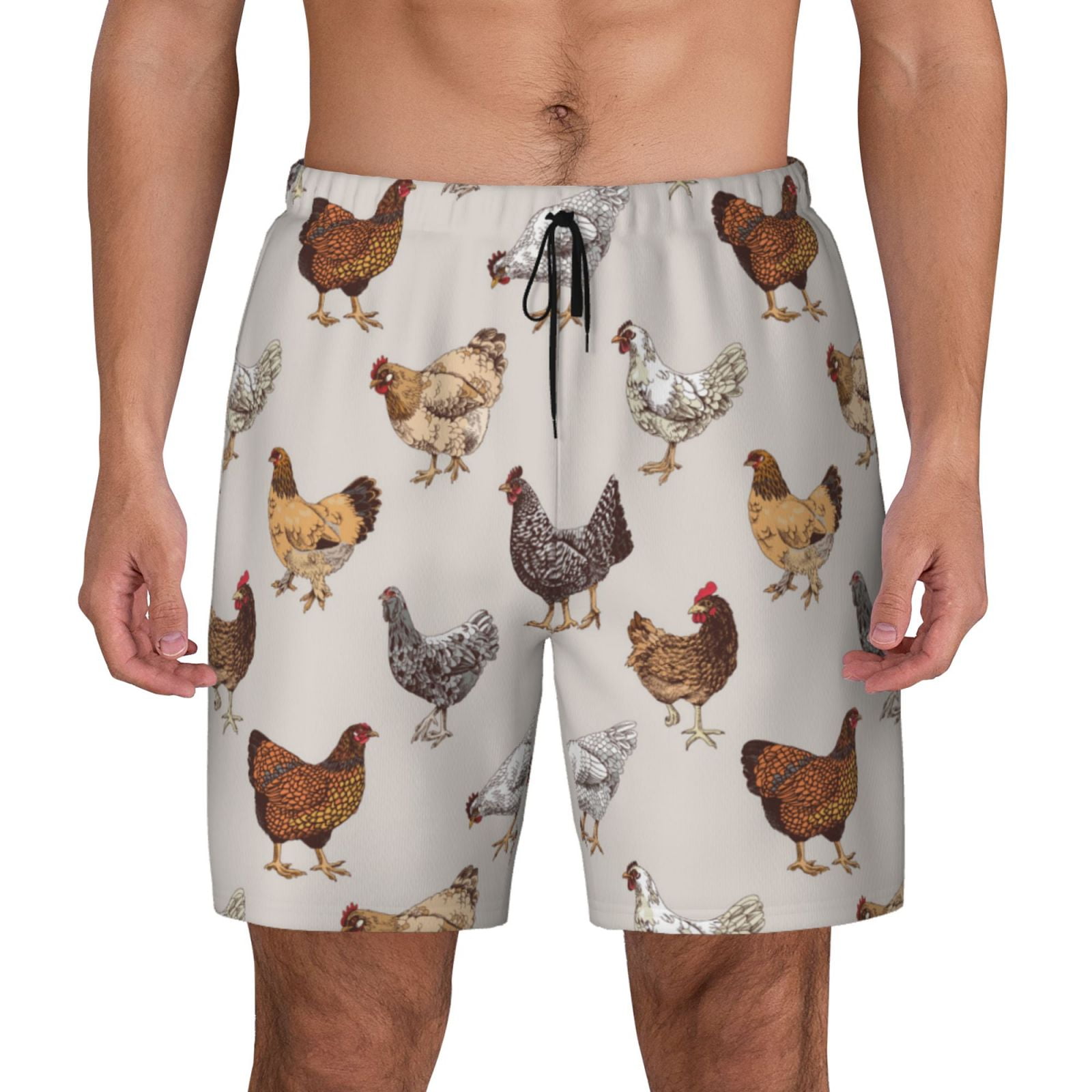 Kdxio Various Chicken Print Men's Swim Trunks with Compression Liner 7 ...
