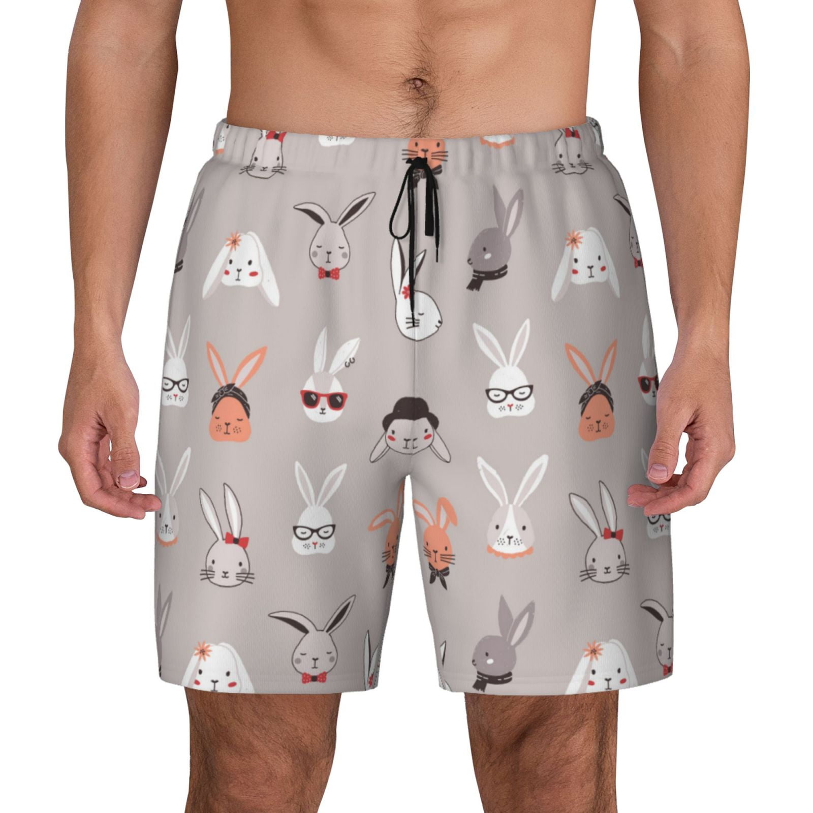 Kdxio Various Rabbits Print Men's Swim Trunks with Compression Liner 7 ...