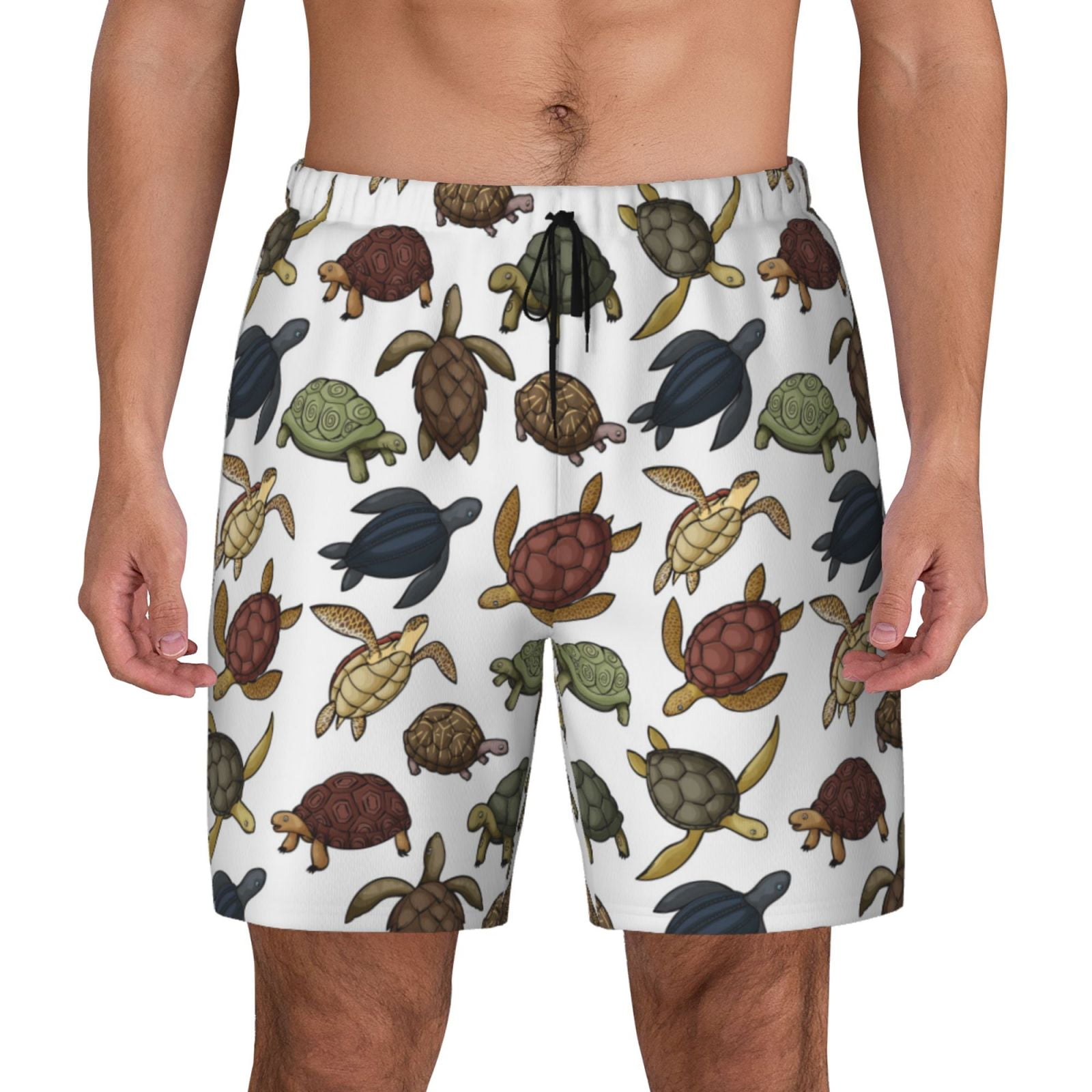 Kdxio Various Turtle Print Men's Swim Trunks with Compression Liner 7 ...