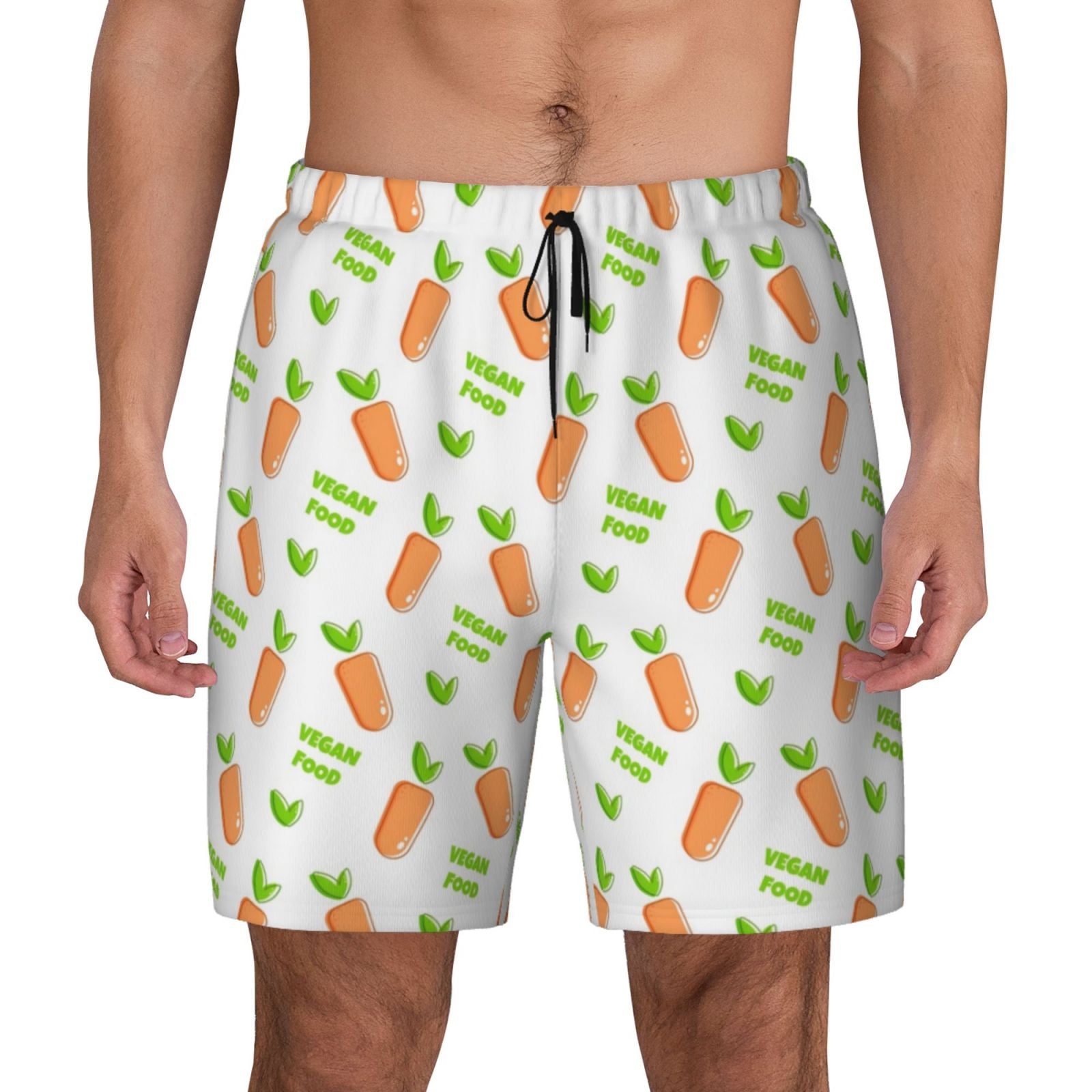 Kdxio Vegan Fruit Carrot Print Men's Swim Trunks with Compression Liner ...