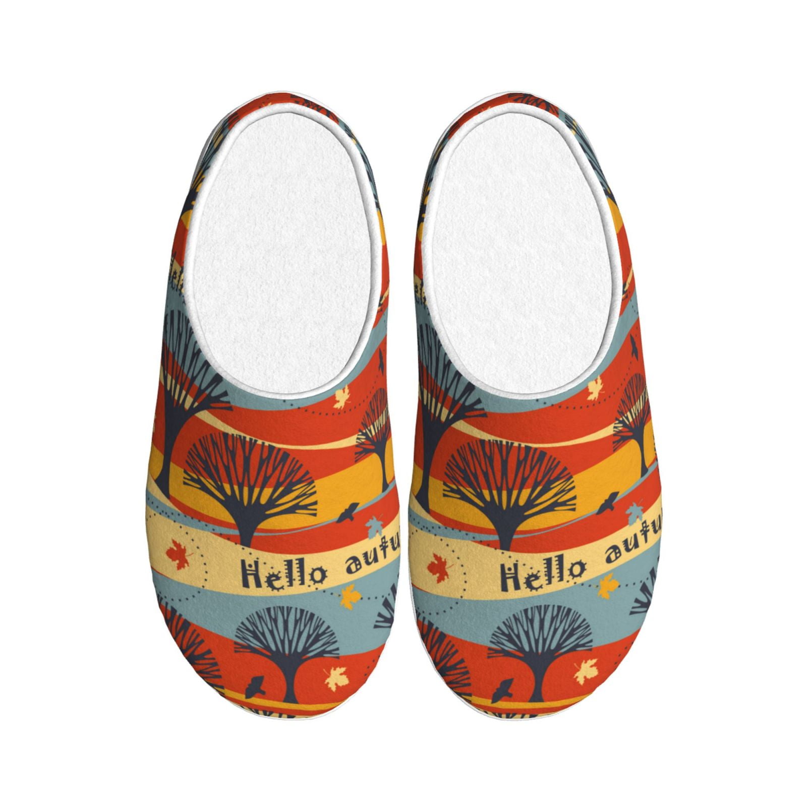 Kdxio Vibrant Autumn Forest Hues Women's Men's Slippers Plush Slip-On ...