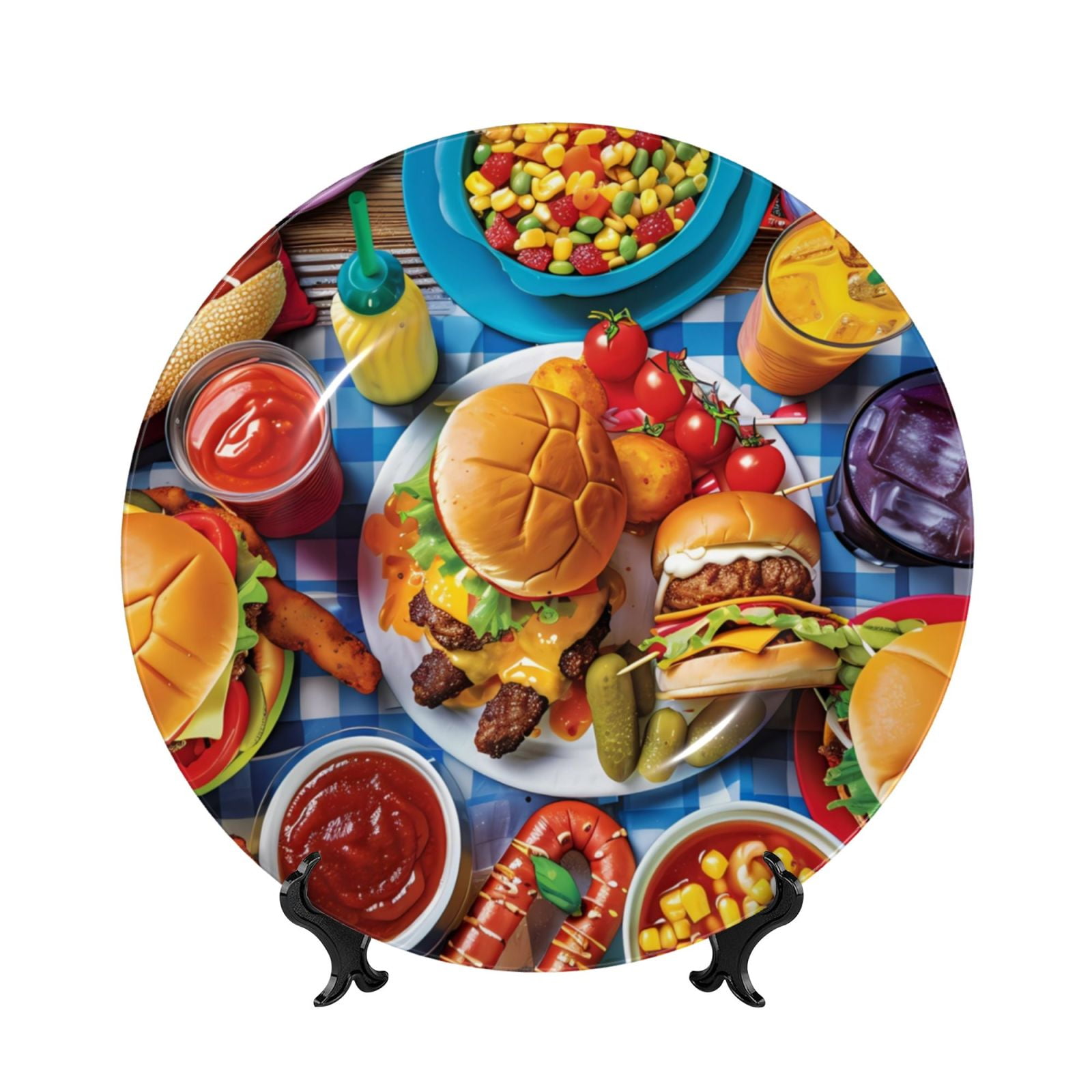 Kdxio Vibrant Picnic Food Spread Bone China Decorative Plate Ceramic ...