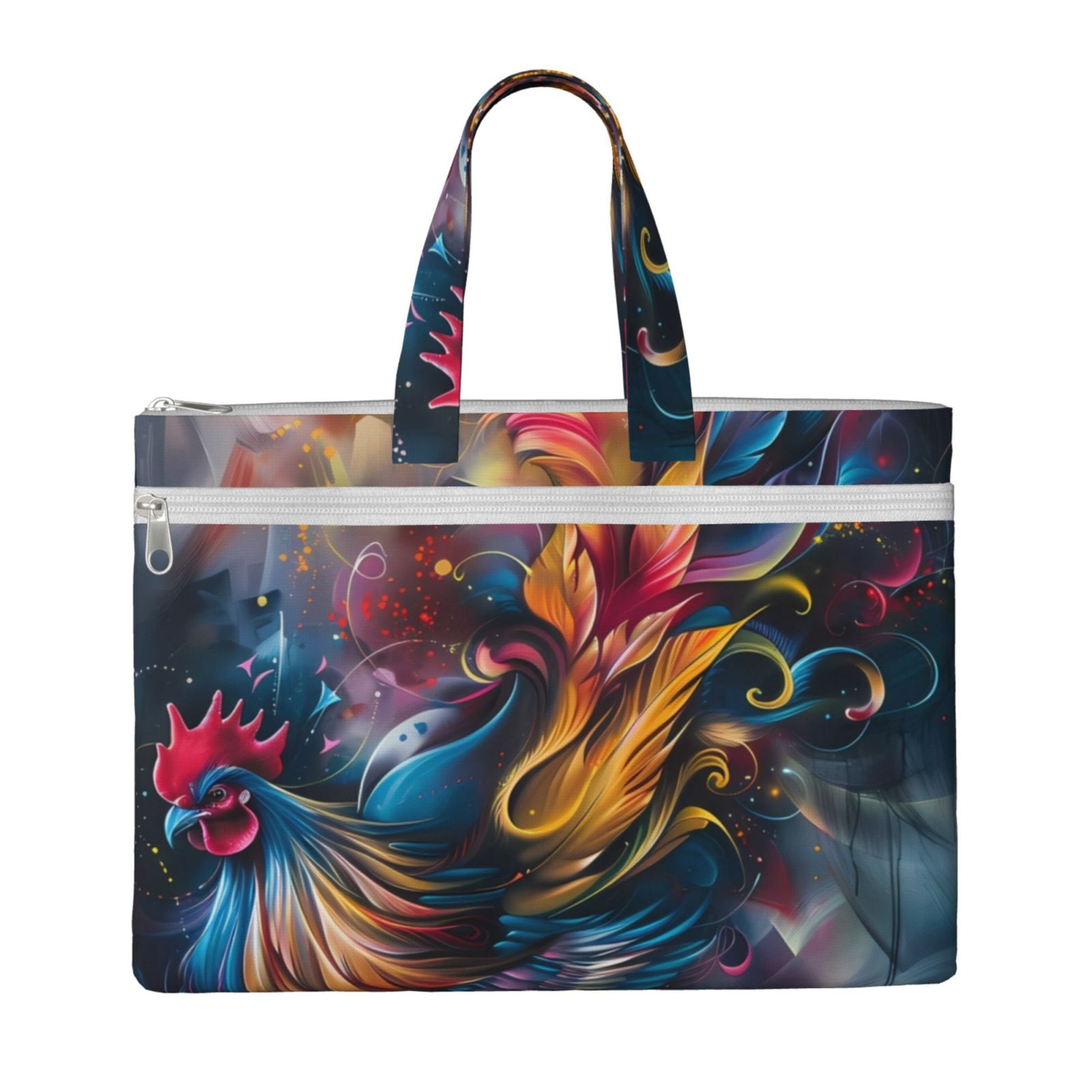 Kdxio Vibrant Rooster Painting File Tote Document Bag Business ...