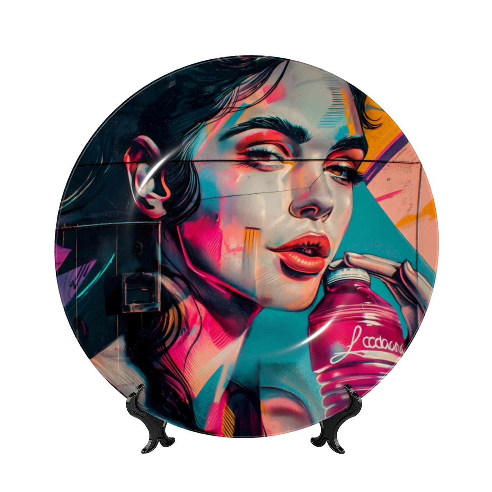 Kdxio Vibrant Street Art Portrait Bone China Decorative Plate Ceramic ...
