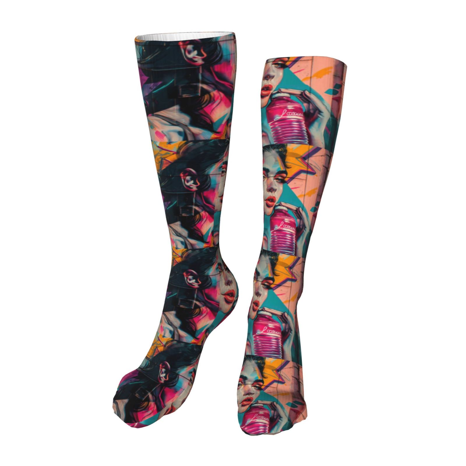 Kdxio Vibrant Street Art Portrait Funny Silky Novelty Funky Long Knee ...