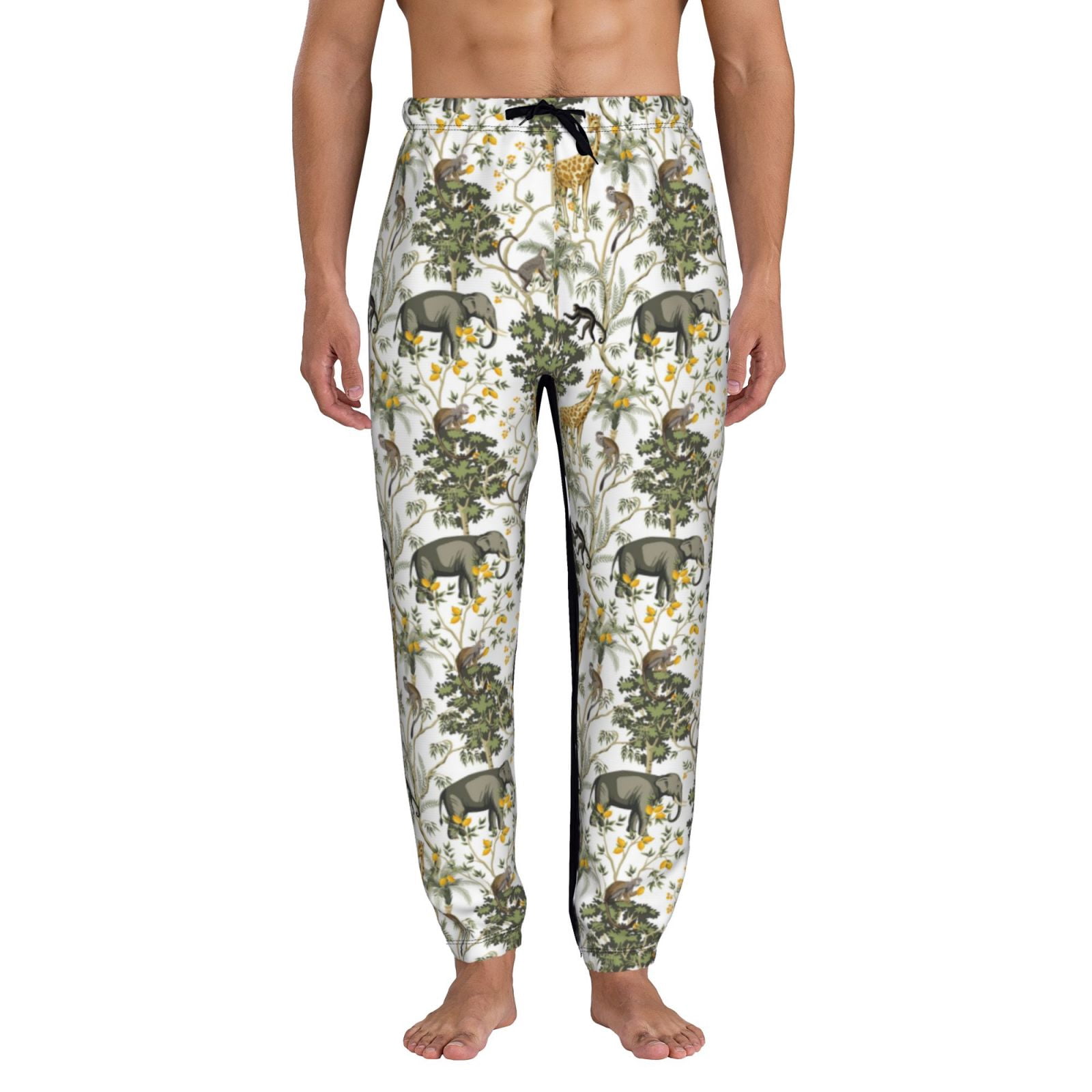 Kdxio Vintage Animals Palm Tree Pattern Joggers,Sweatpants for Men with ...