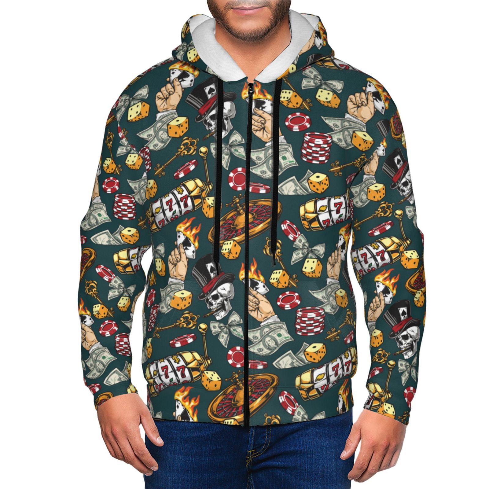 Kdxio Vintage Casino Chips Print Men Hoodies Casual Hoodies for Men ...