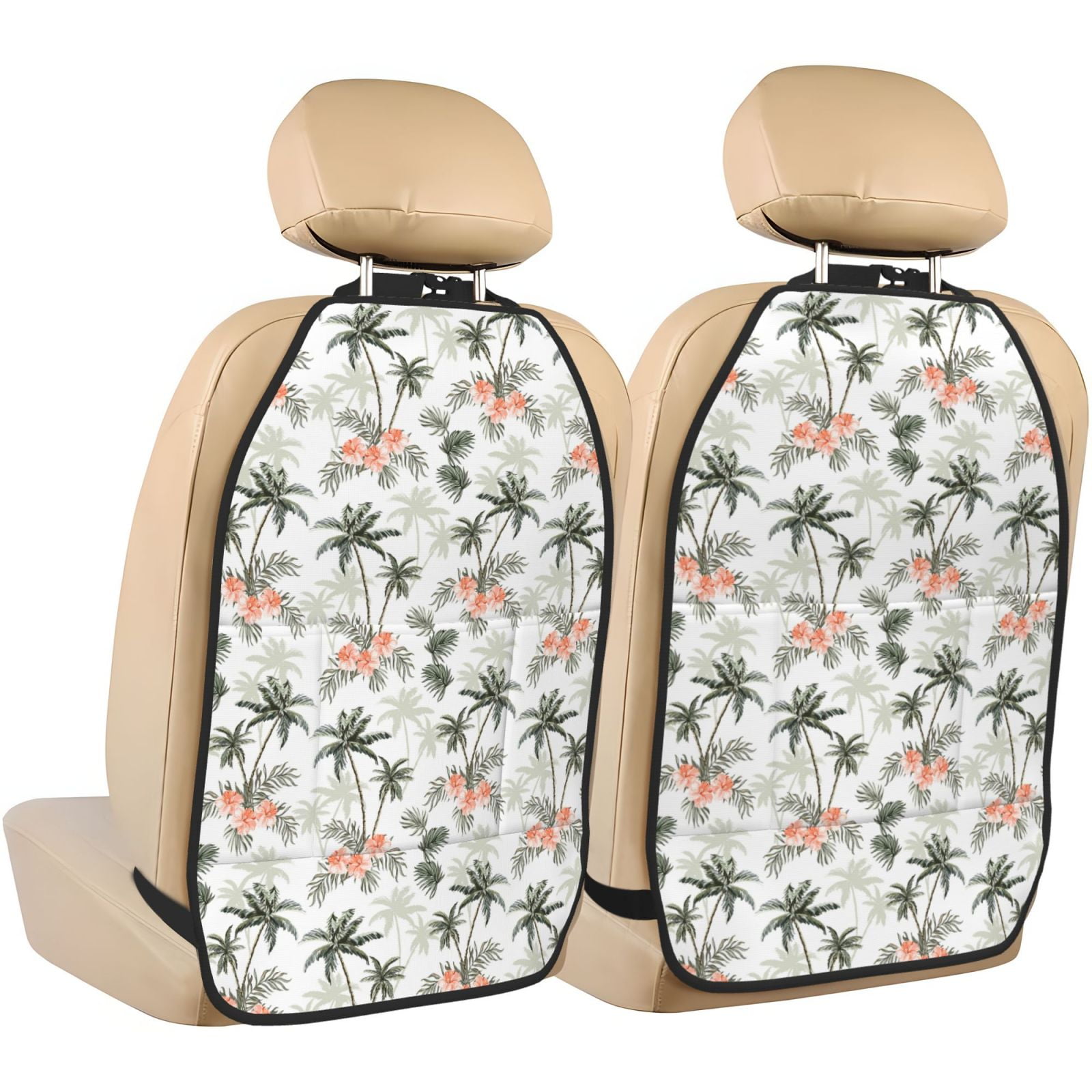 Kdxio Vintage Palm Trees Print 2 Pack Car Kick Mat Seat Cover Back ...