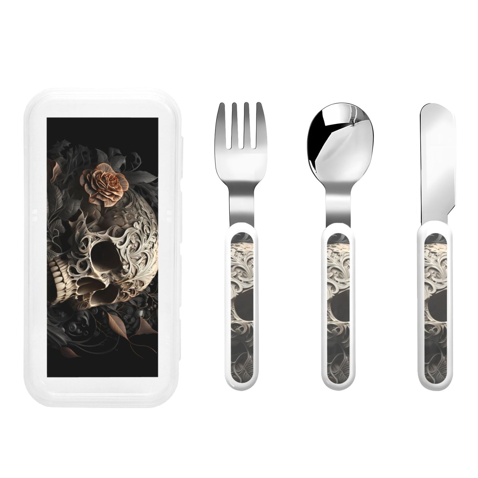 Kdxio Vintage Pattern Flower Skull Toddler Utensils Set - Kids ...