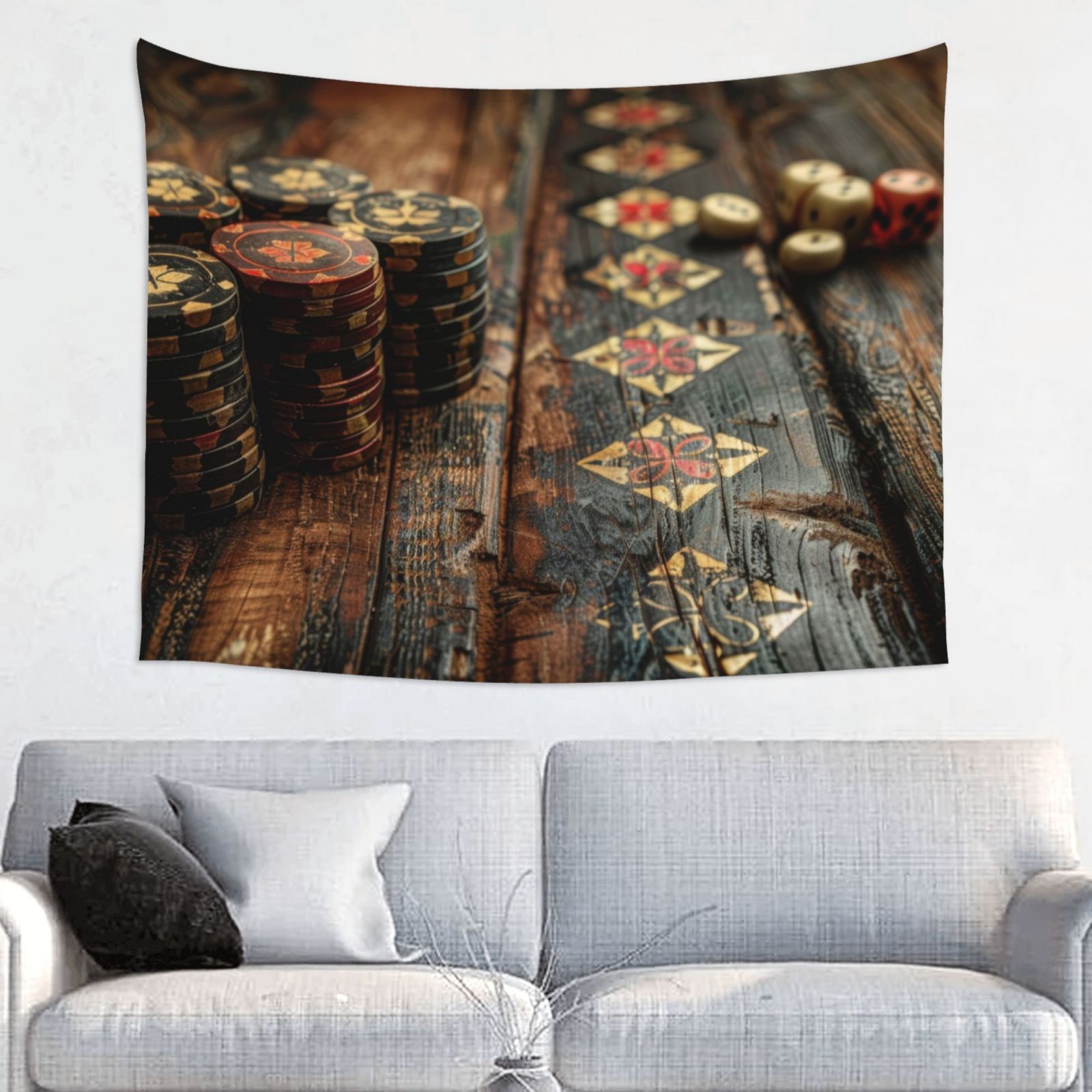 Kdxio Vintage Poker Chips Wall Hanging Tapestries Banner For Bedroom ...