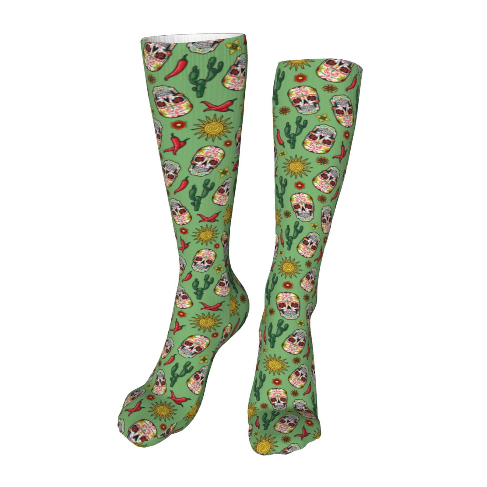Kdxio Vintage Sugar Skull Funny Silky Novelty Funky Long Knee High ...