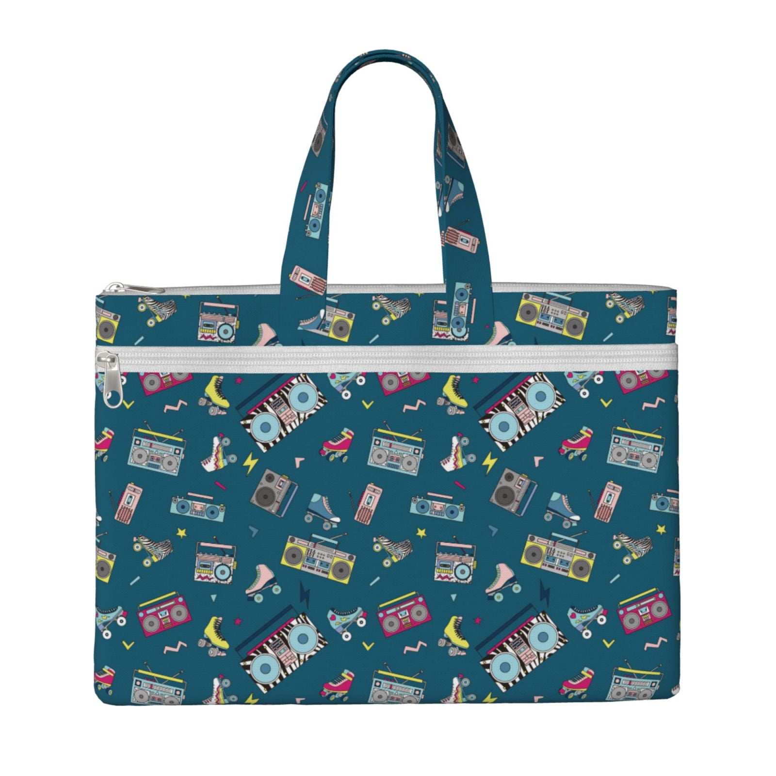 Kdxio Vintage Tape Players And Skates File Tote Document Bag Business ...