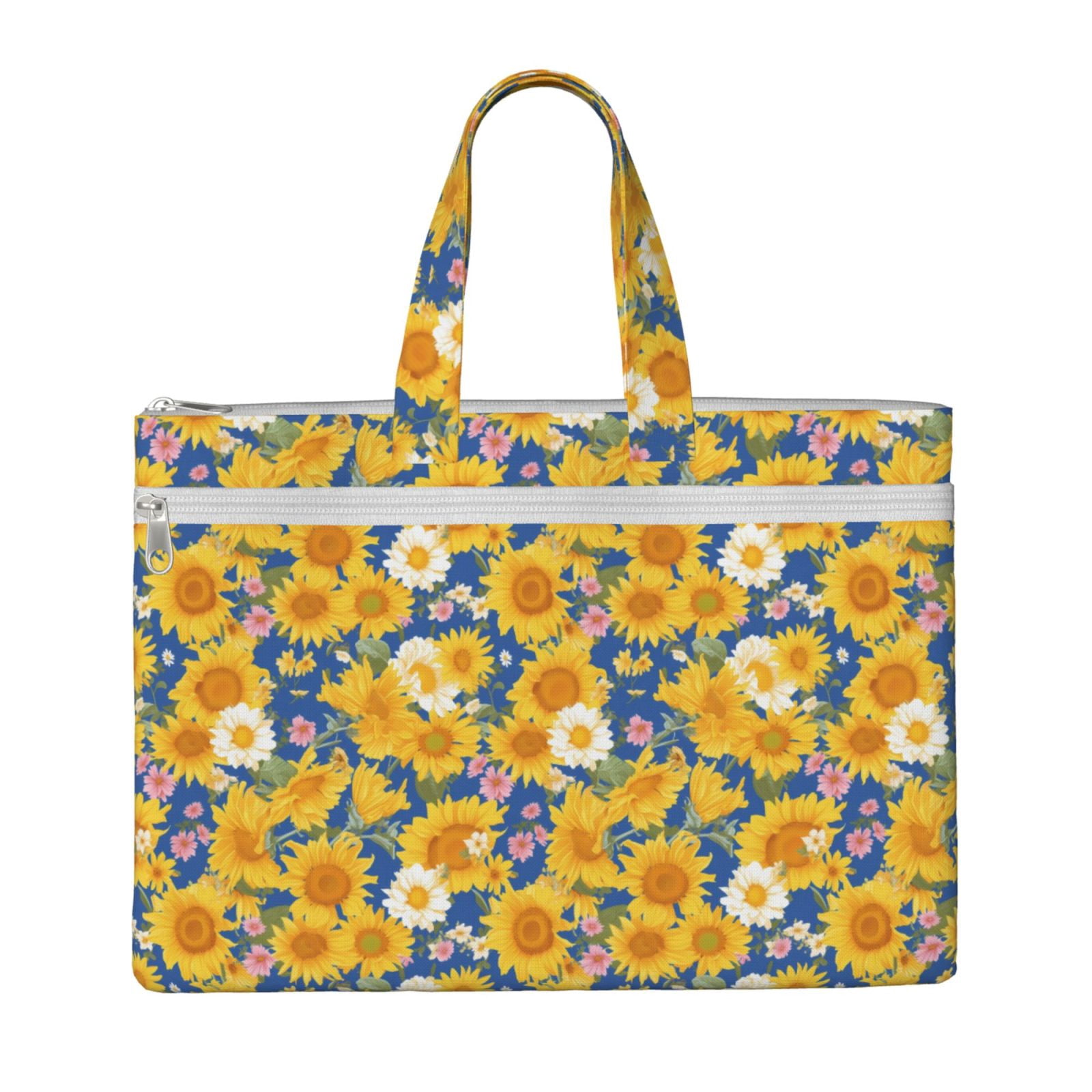 Kdxio Vintage White Yellow Sunflower File Tote Document Bag Business ...