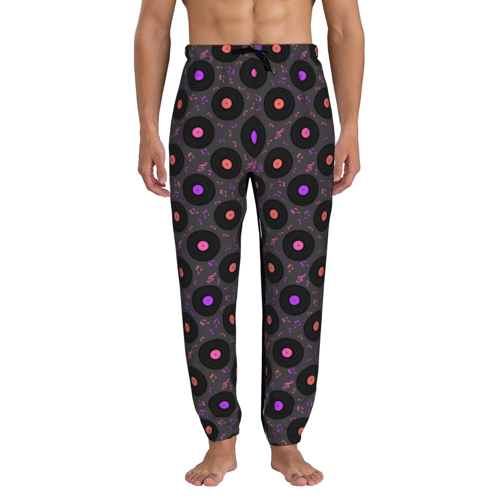 Kdxio Vinyl Records Musical Notes Pattern Joggers,Sweatpants for Men ...