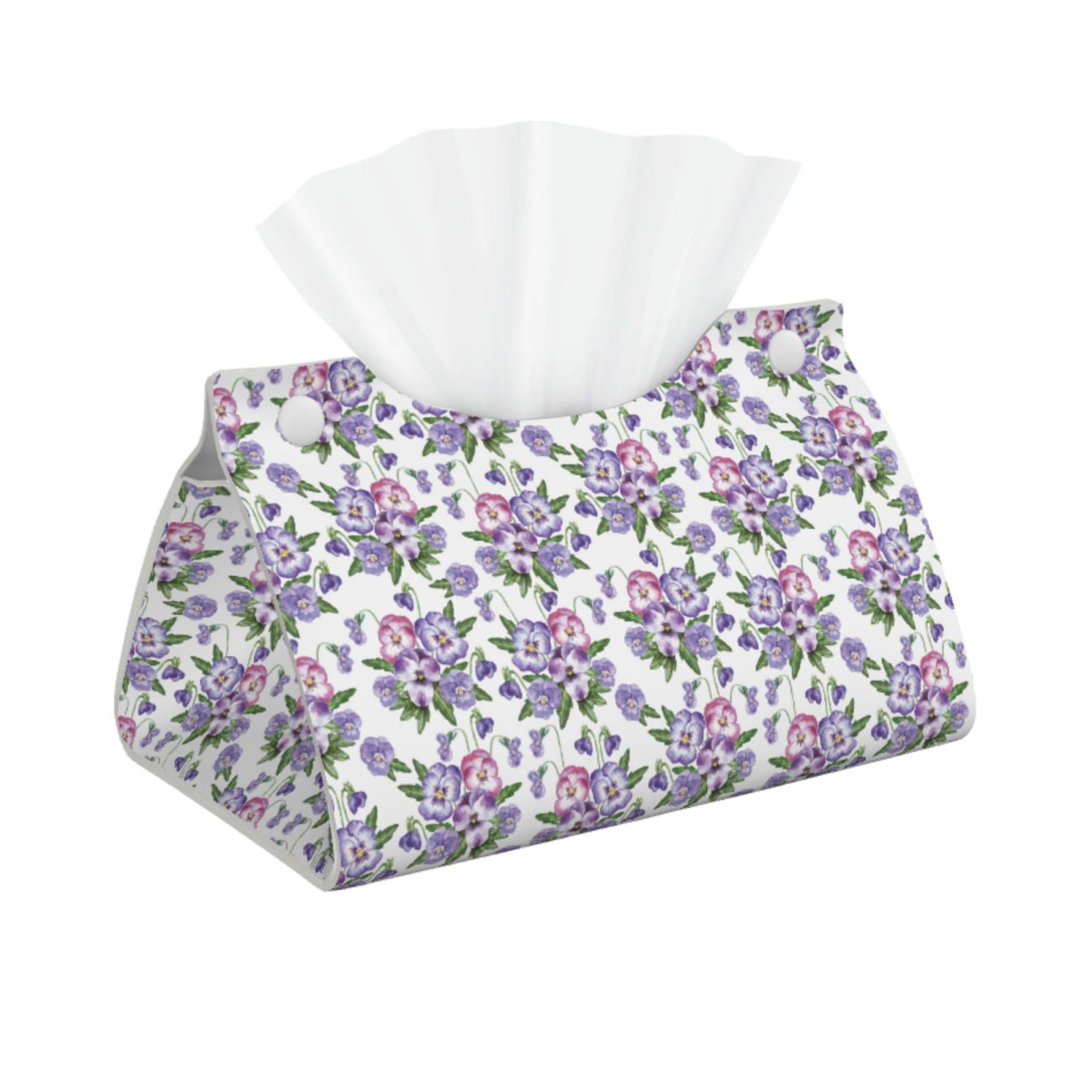 Kdxio Violets Flowers Print Tissue Box Cover,Modern PU Leather ...