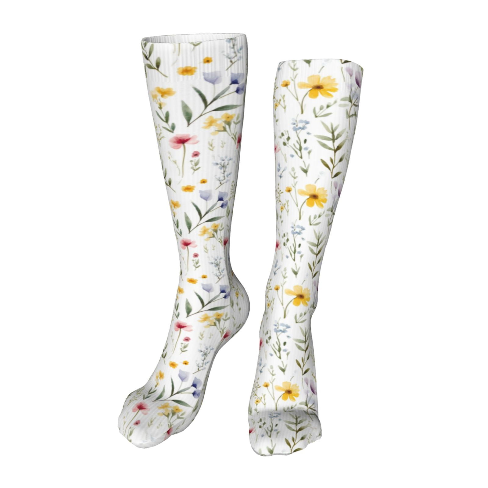 Kdxio Watercolor Floral A Funny Silky Novelty Funky Long Knee High ...